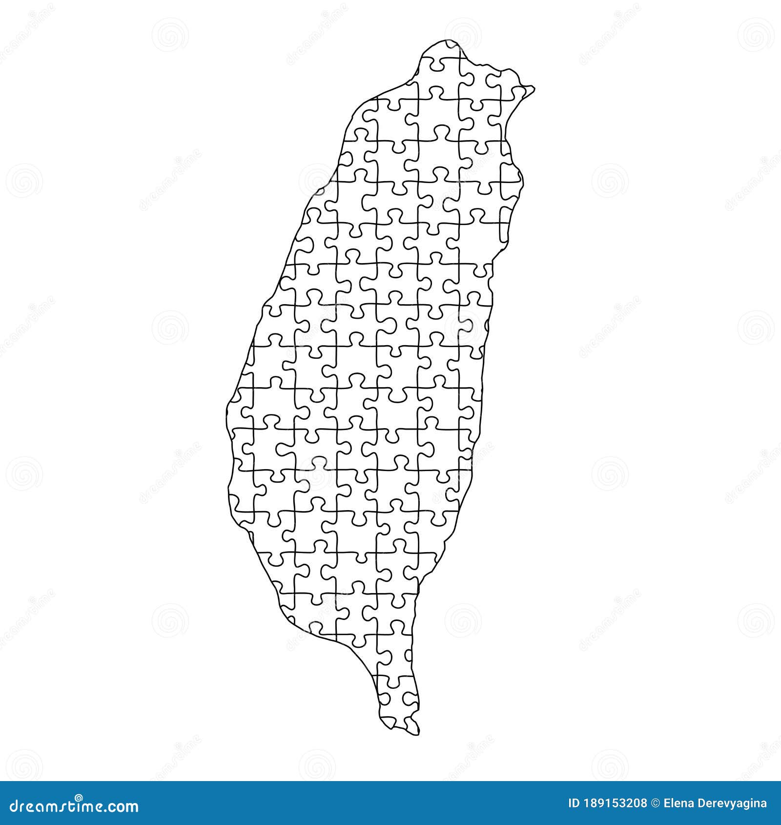 Taiwan Map from Black Pattern from Composed Puzzles. Vector ...