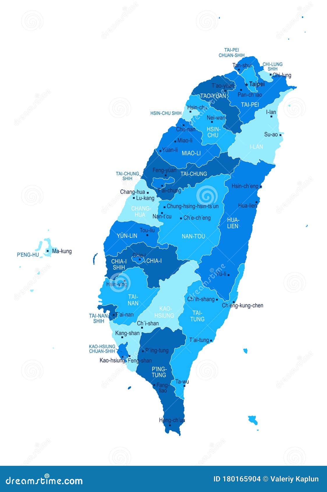 Taiwan Map. Cities, Regions. Vector Stock Illustration - Illustration ...