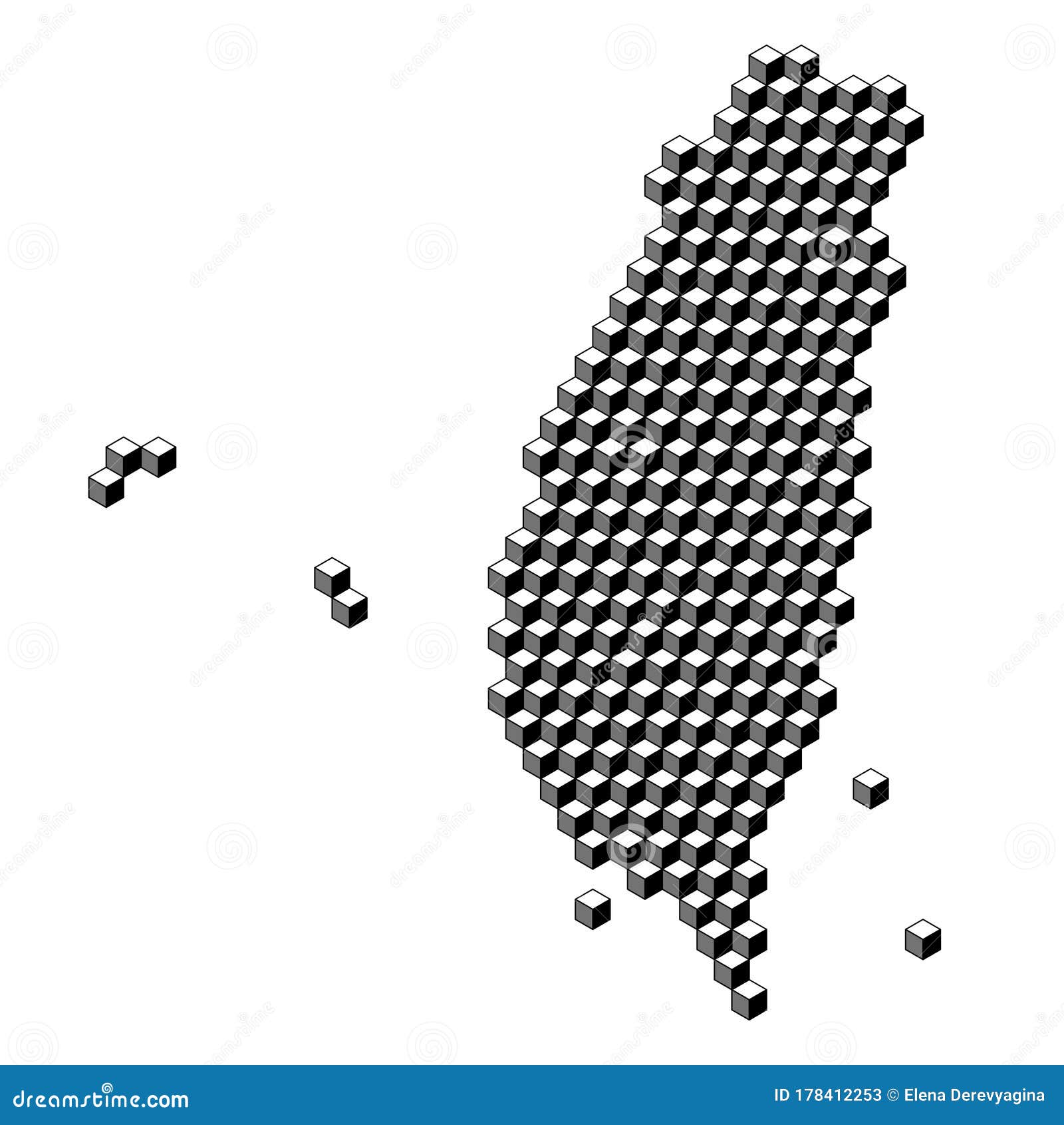 Taiwan Map from 3D Black Cubes Isometric Abstract Concept, Square ...