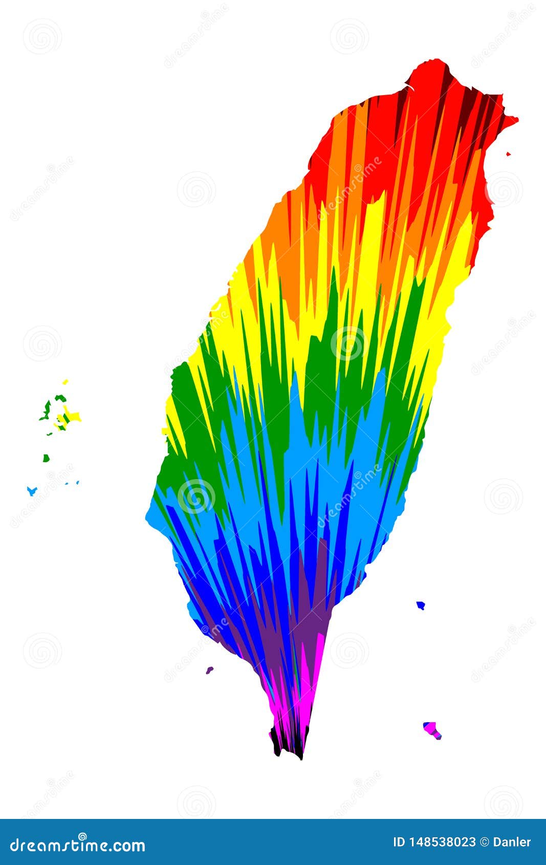 Taiwan - Map Is Designed Rainbow Abstract Colorful Pattern, Republic Of ...