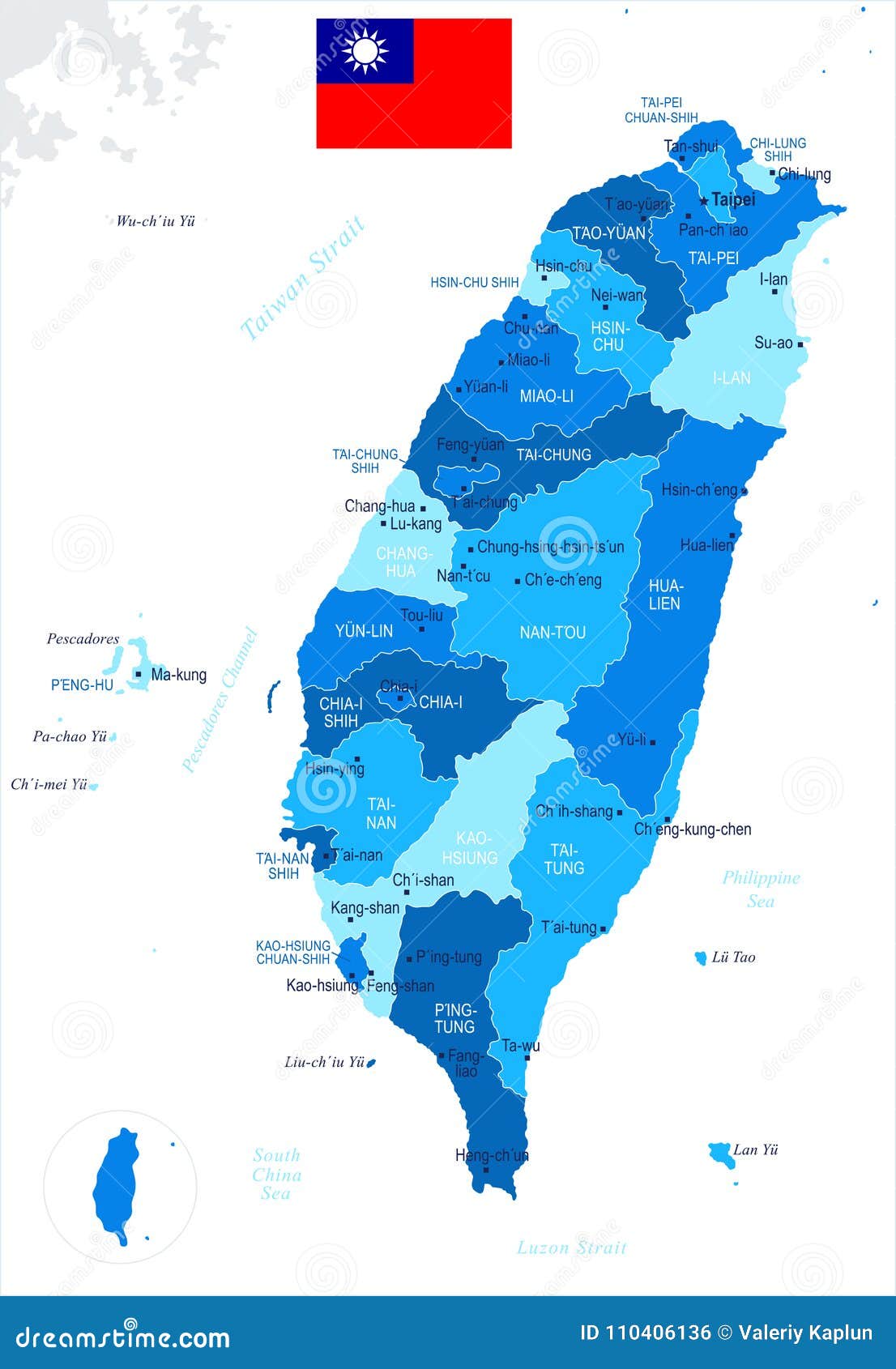 Taiwan Map - Info Graphic Vector Illustration Stock Illustration ...