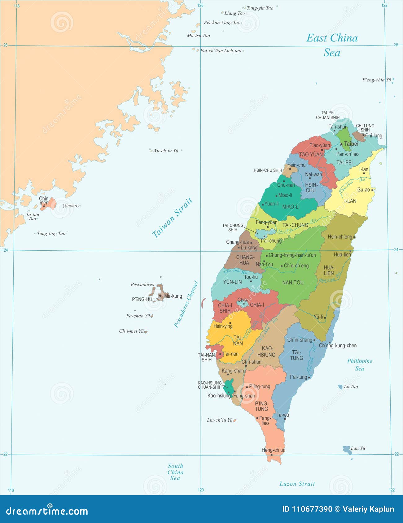 Taiwan Map - Detailed Vector Illustration Stock Illustration ...