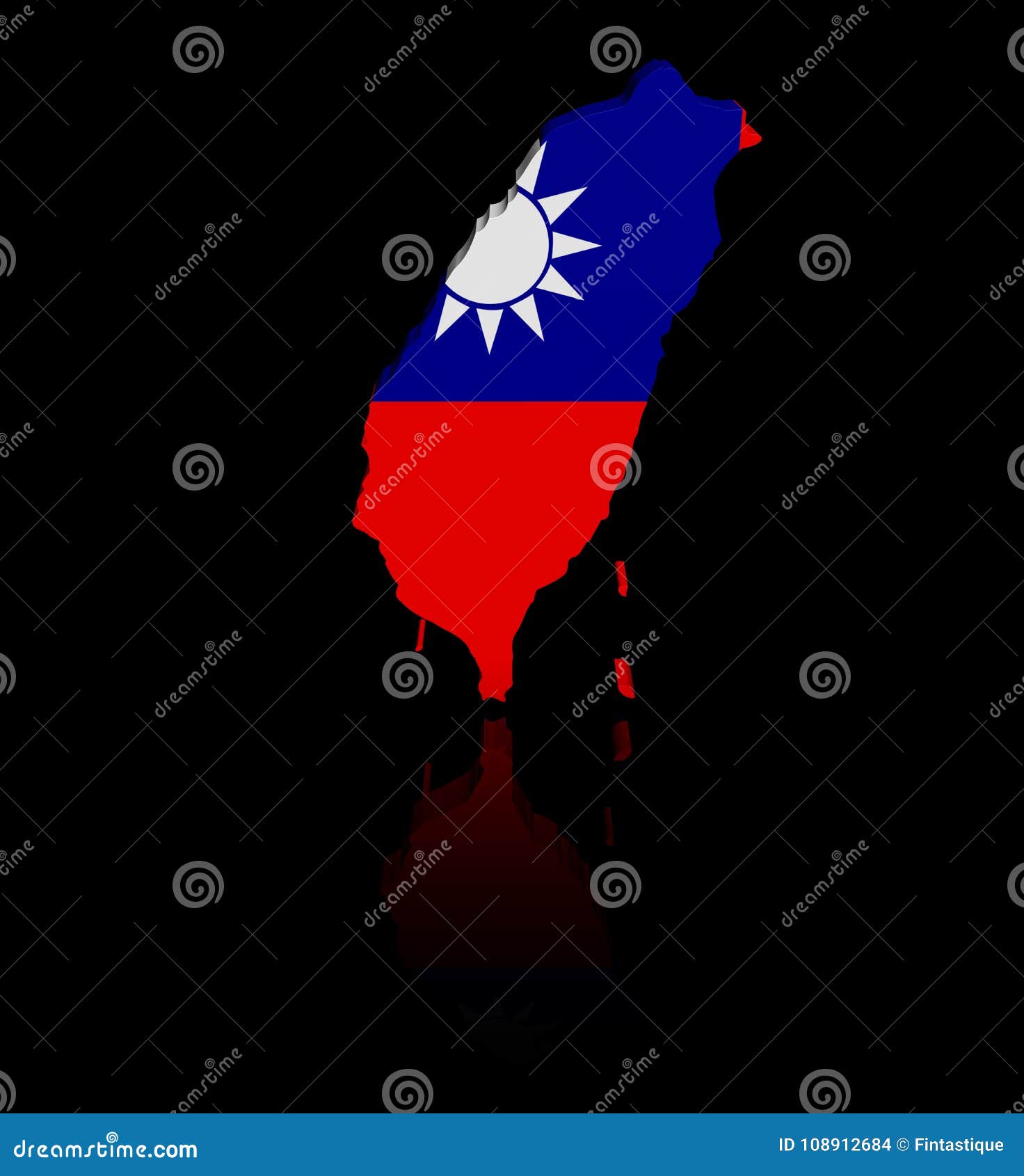 Taiwan Map Flag with Reflection Illustration Stock Illustration ...