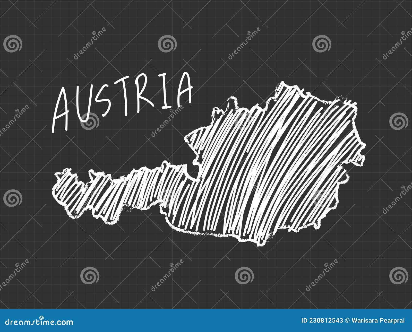 Austria Map Freehand Sketch on Black Background Stock Vector ...