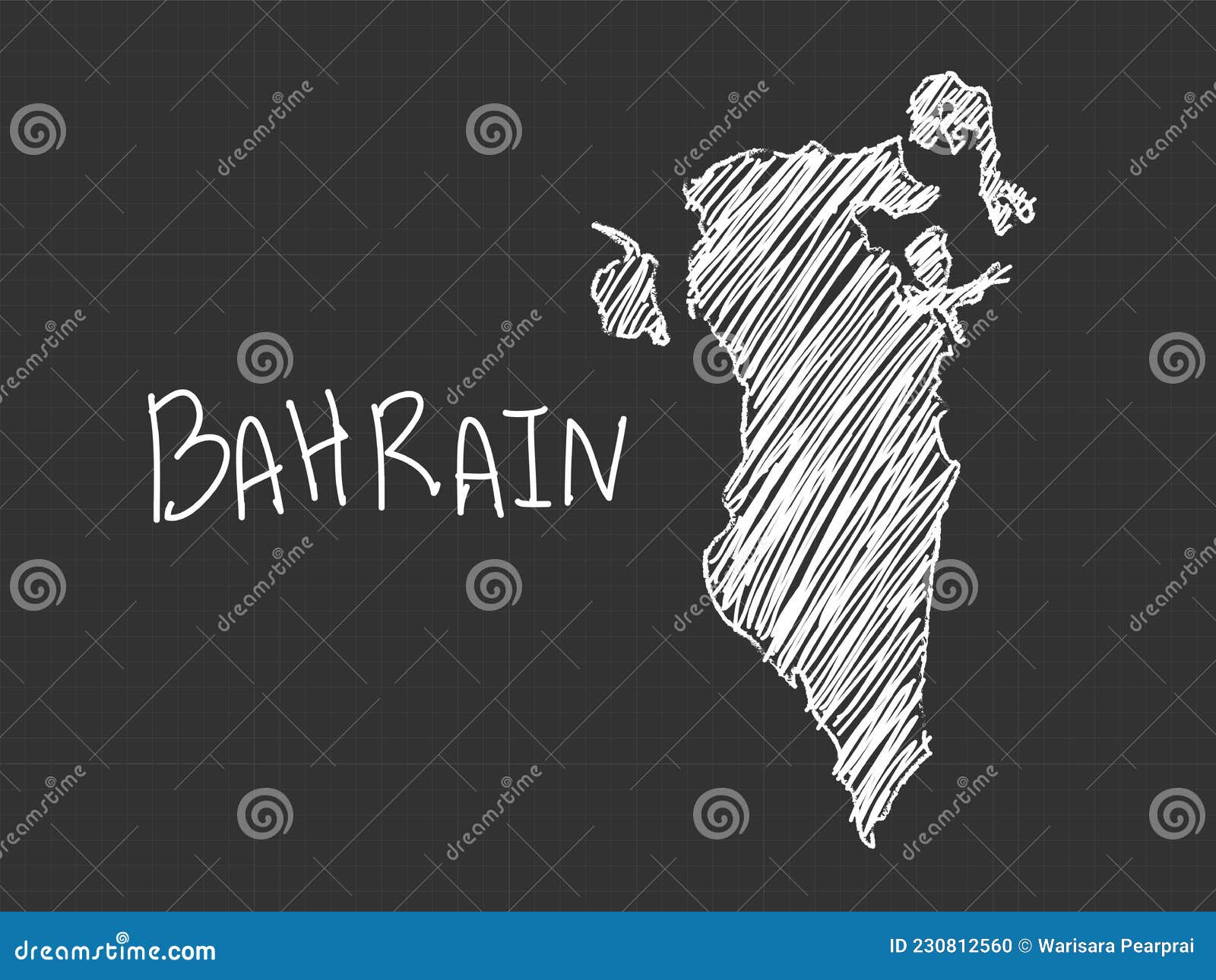 Bahrain Sketch Scribble Vector Map Drawn On Checkered School Notebook ...