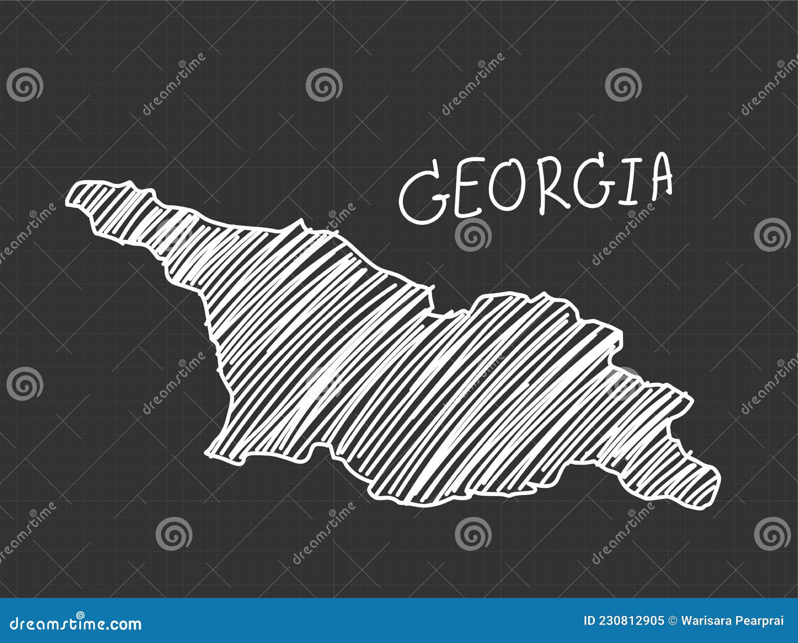 Georgia Map Freehand Sketch on Black Background Stock Vector ...