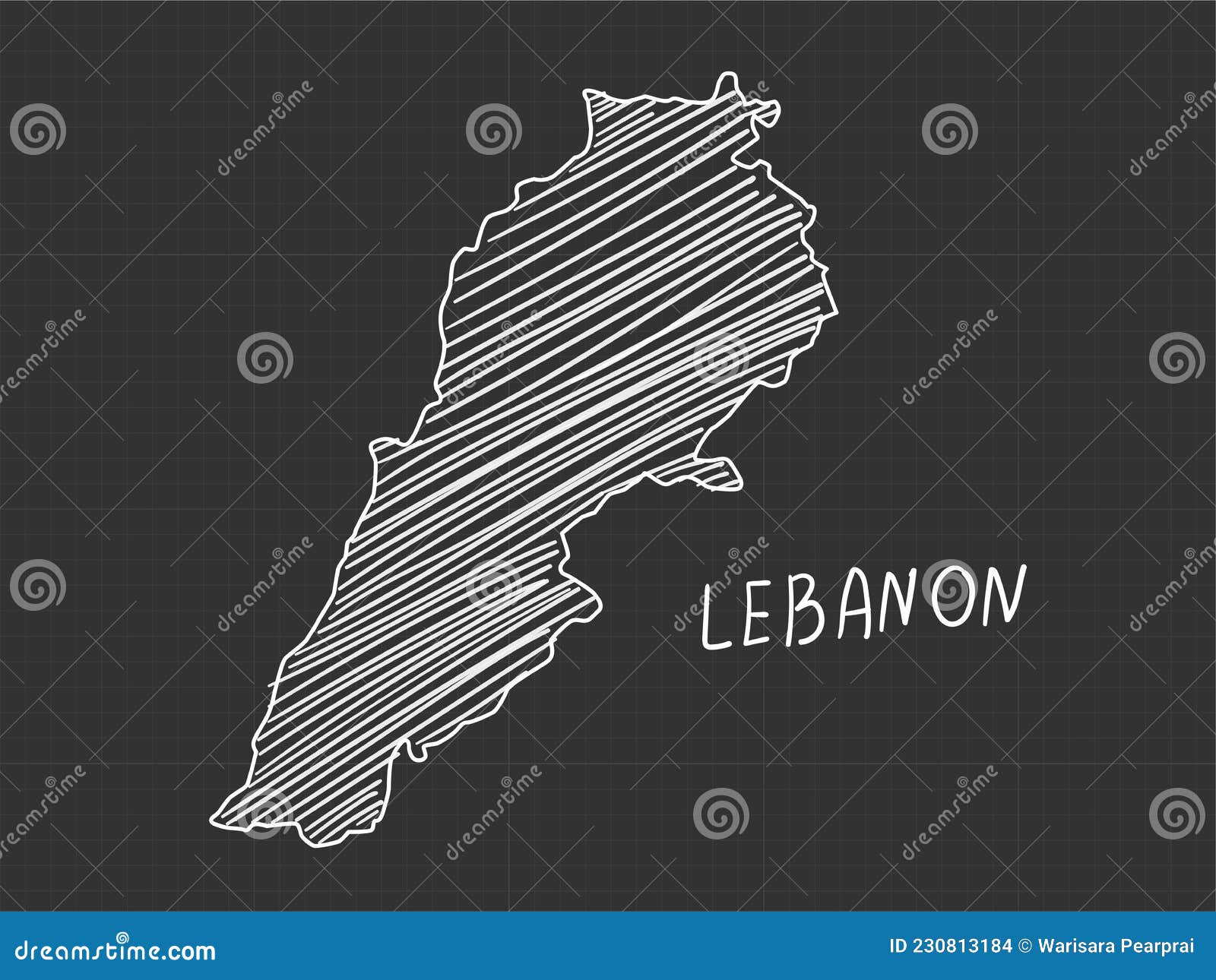Lebanon Map Freehand Sketch on Black Background Stock Vector ...