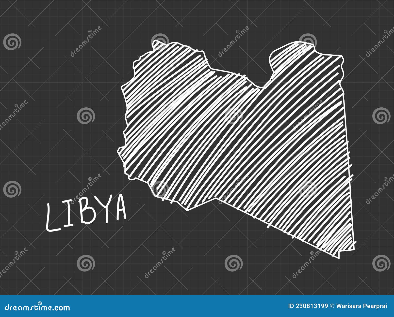 Libya Map Freehand Sketch on Black Background Stock Vector ...