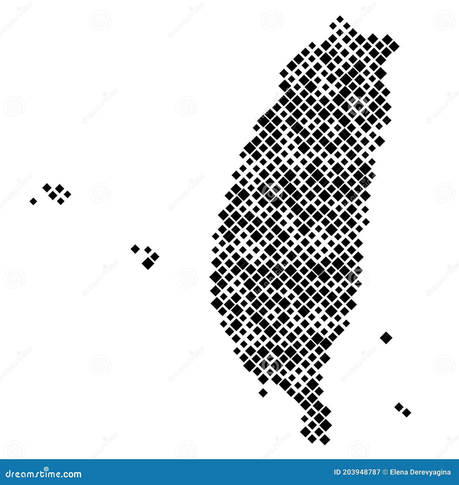 Taiwan Map from Pattern of Black Rhombuses of Different Sizes. Vector ...