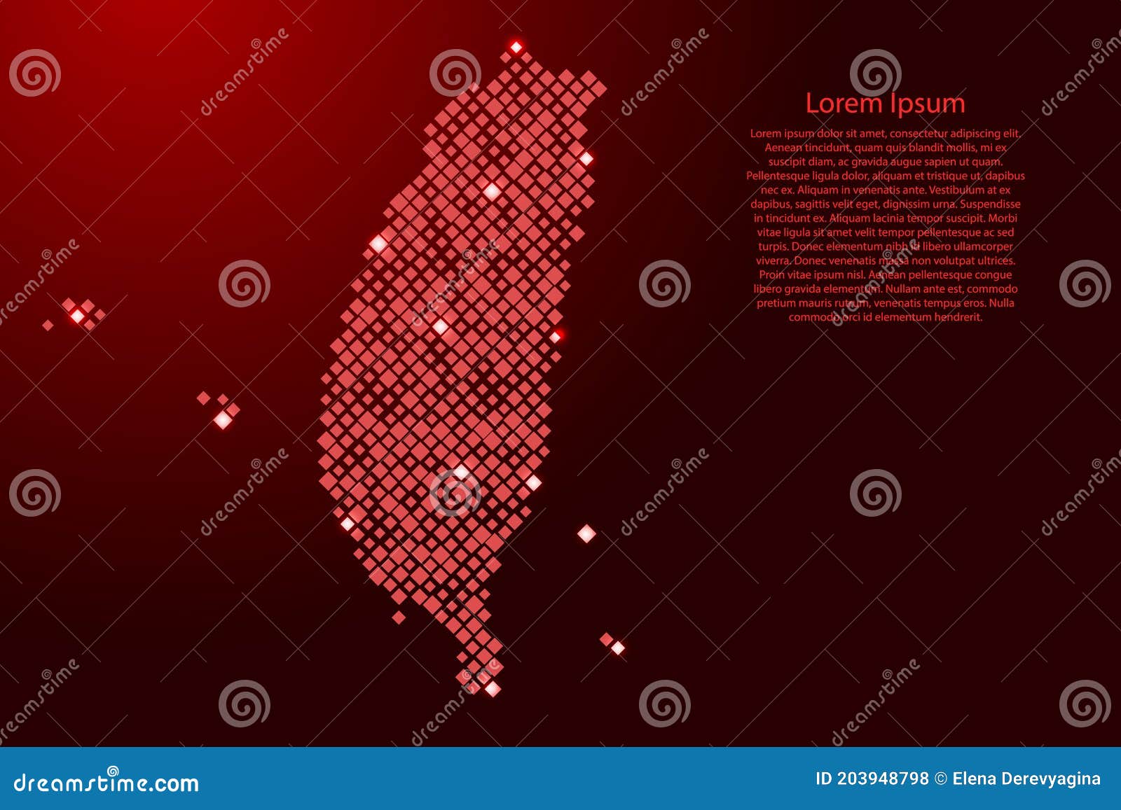 Taiwan Map from Red Pattern Rhombuses of Different Sizes and Glowing ...