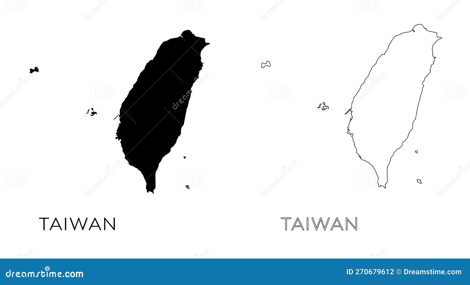 Taiwan map silhouette stock vector. Illustration of geography - 270679612