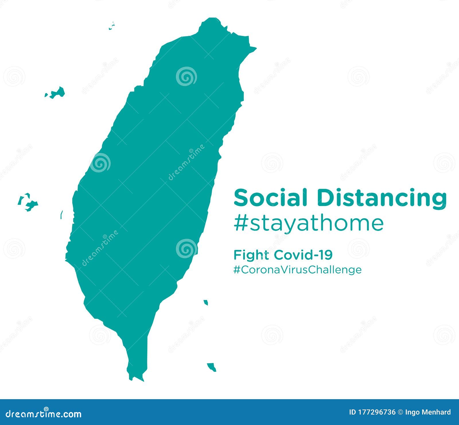 Taiwan Map with Social Distancing Stayathome Tag Stock Vector ...
