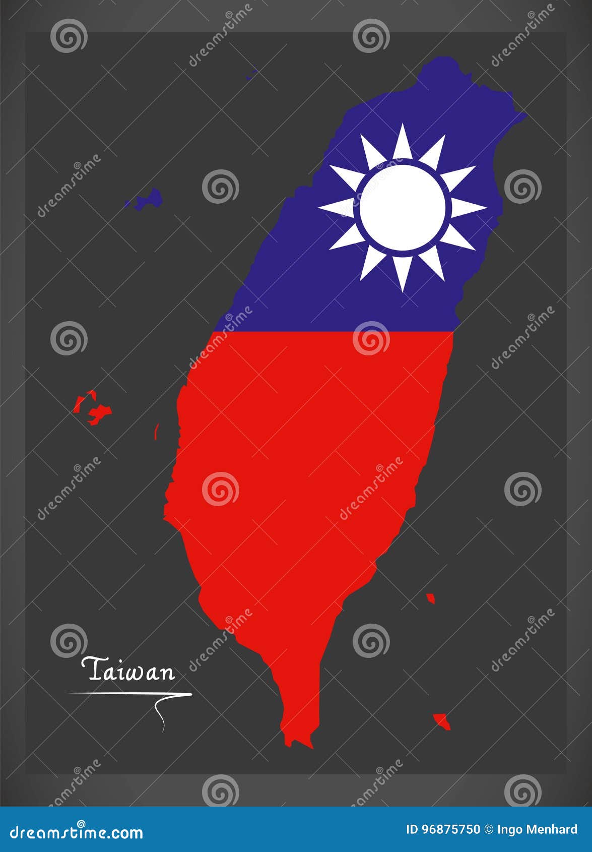 Taiwan Map with Taiwanese National Flag Illustration Stock Vector ...