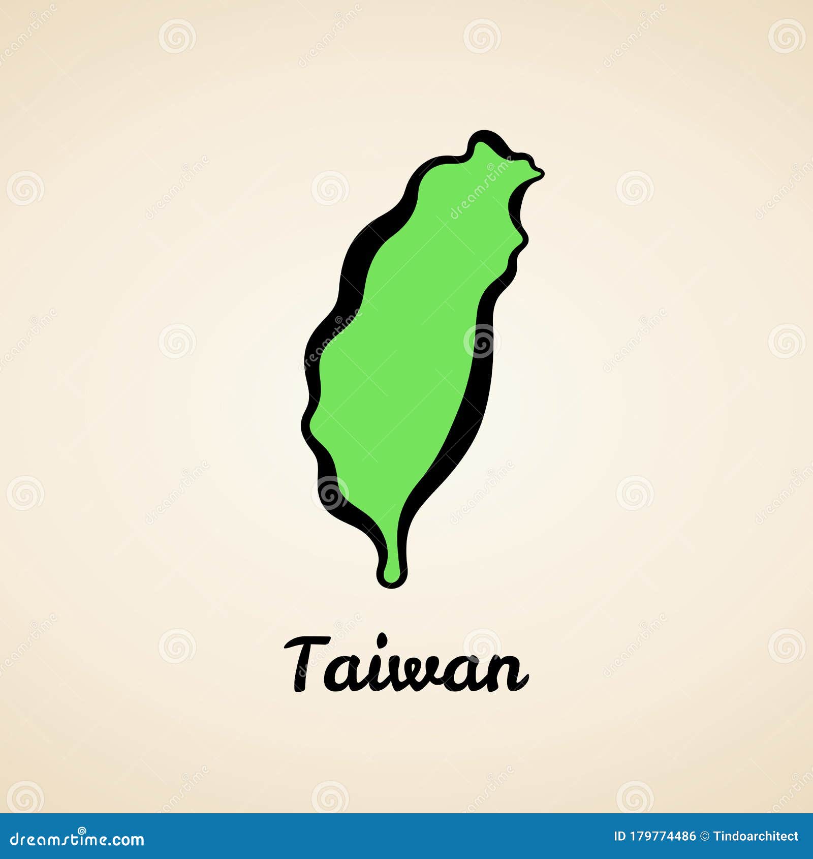 Taiwan - Outline Map stock vector. Illustration of isolated - 179774486
