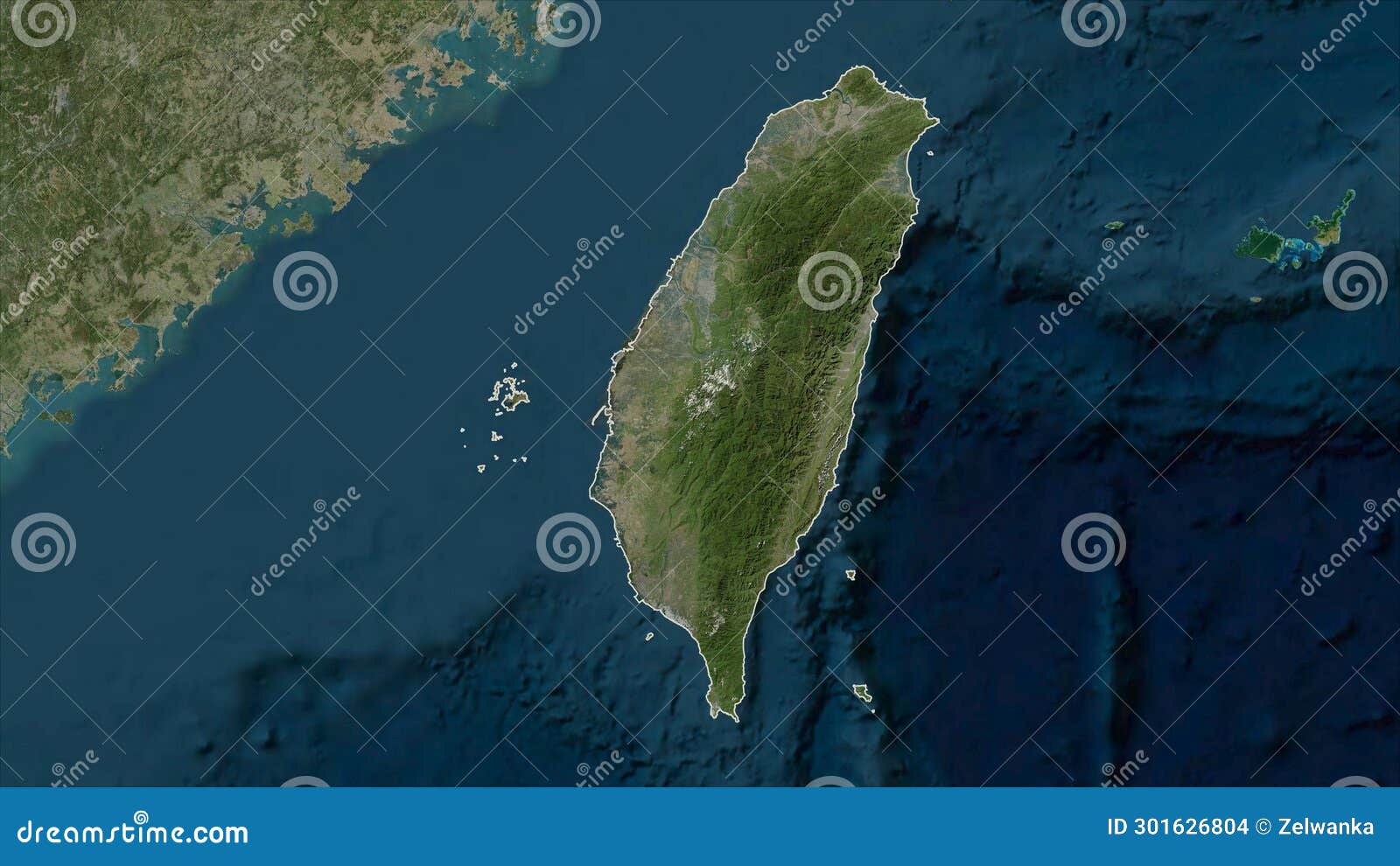 Taiwan Outlined. High-res Satellite Stock Illustration - Illustration ...
