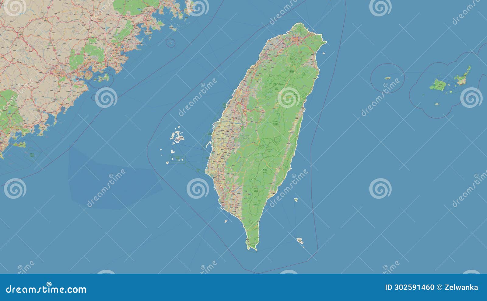 Taiwan Outlined. Topo Standard Stock Illustration - Illustration of ...