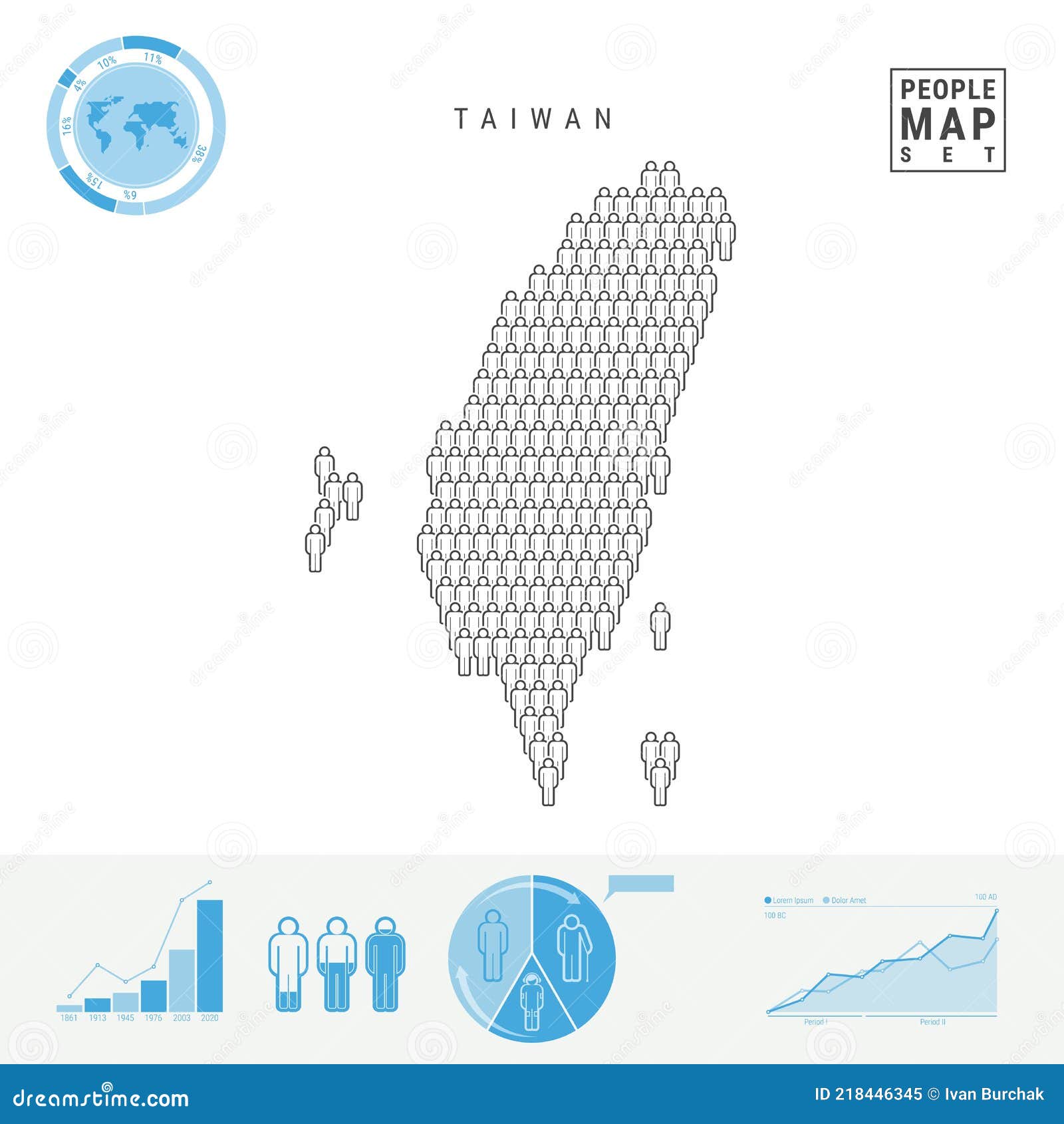 Taiwan People Icon Map. Stylized Vector Silhouette of Taiwan ...