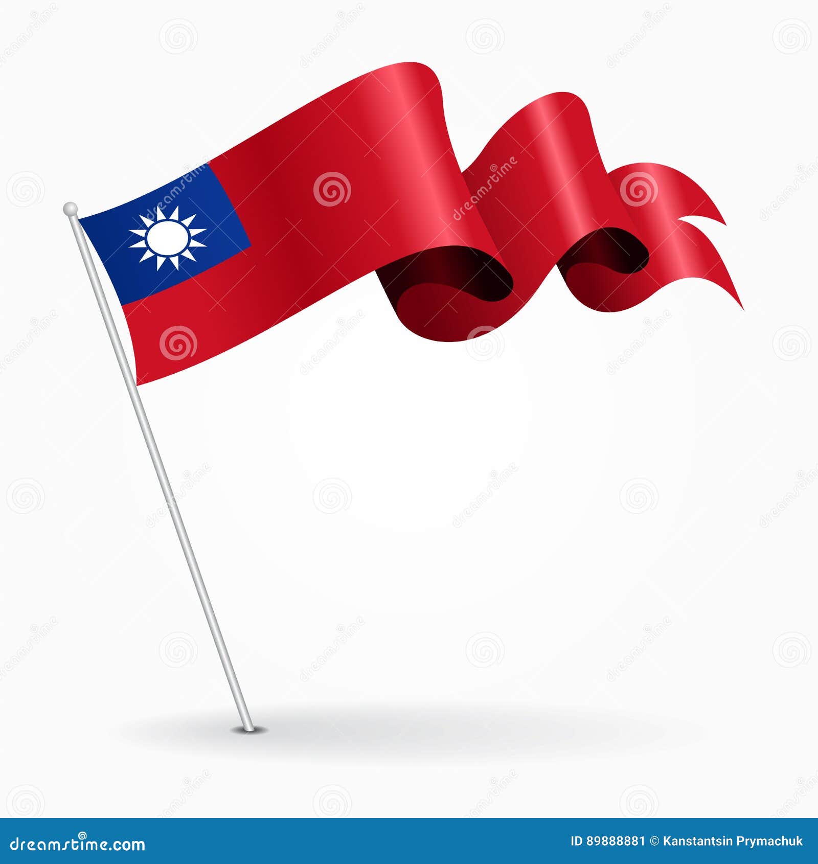 Taiwan Pin Wavy Flag. Vector Illustration. Stock Vector - Illustration ...