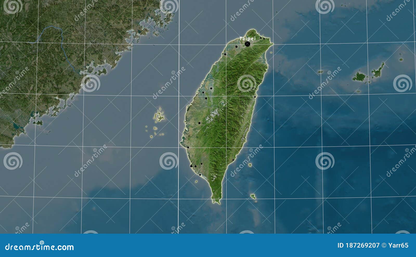 Taiwan - Satellite. Composition, Borders Stock Illustration ...