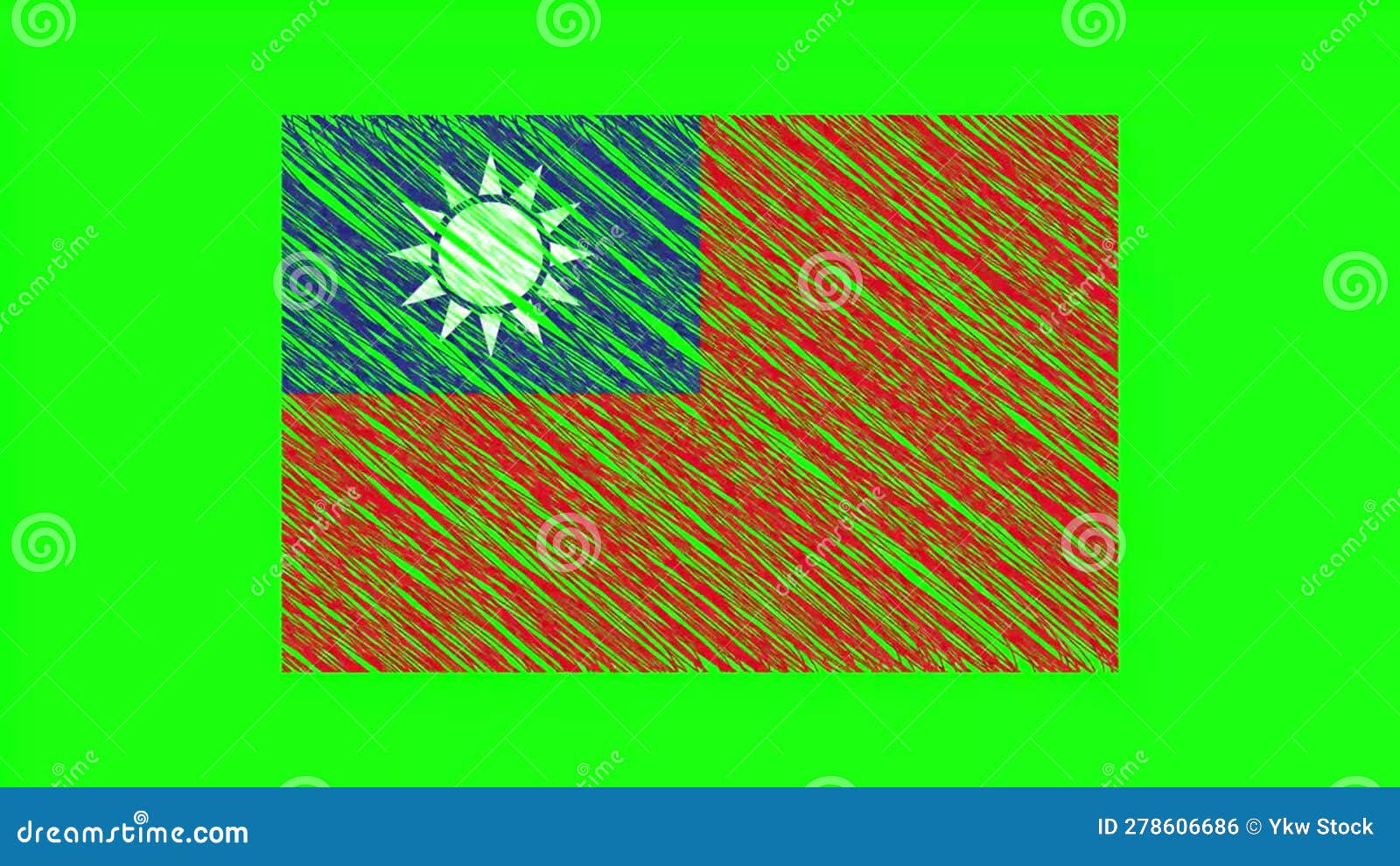 Taiwan Scribble Animation on Green Screen Background. Looping Seamless ...