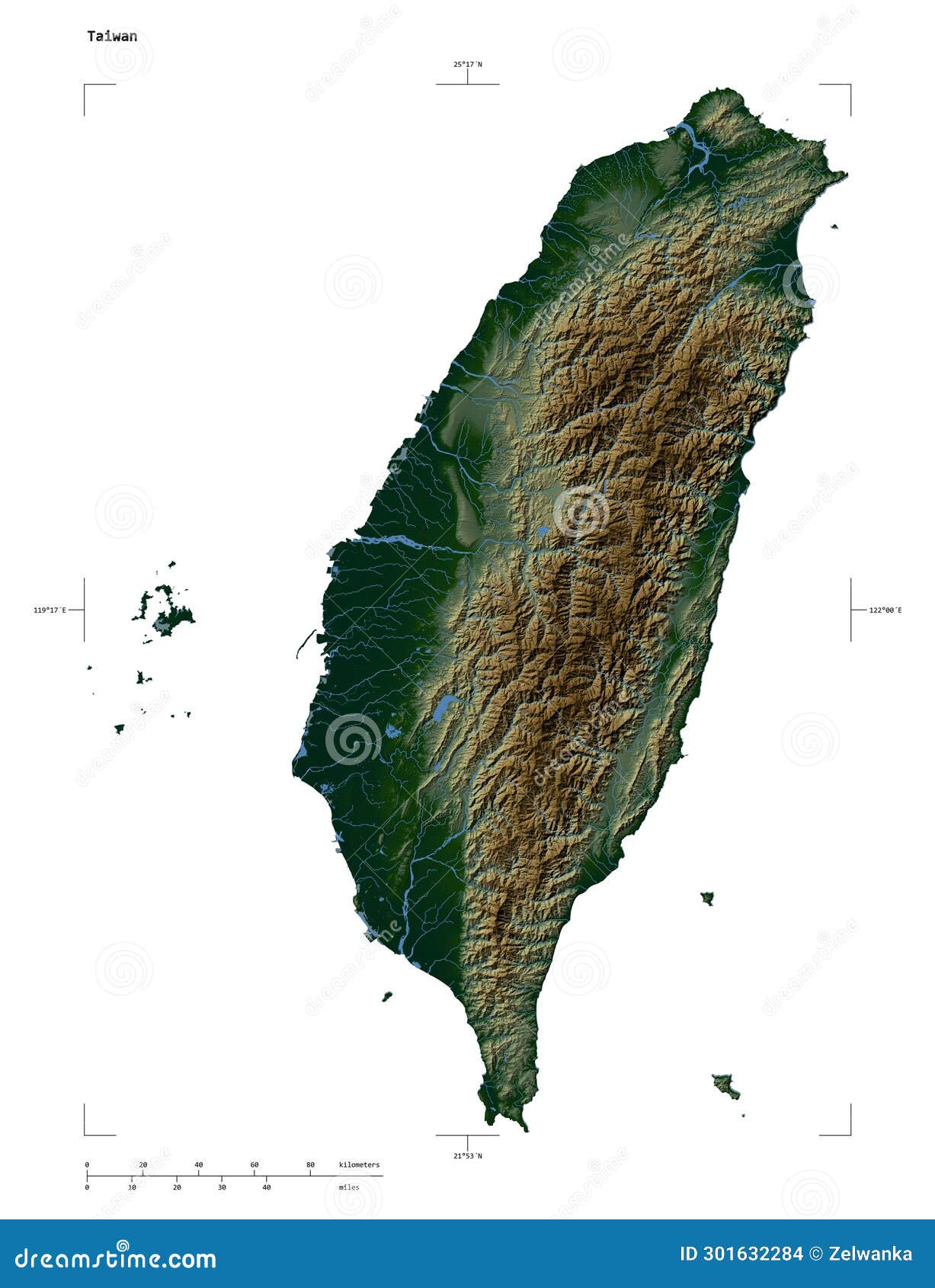 Taiwan Shape on White. Physical Stock Illustration - Illustration of ...