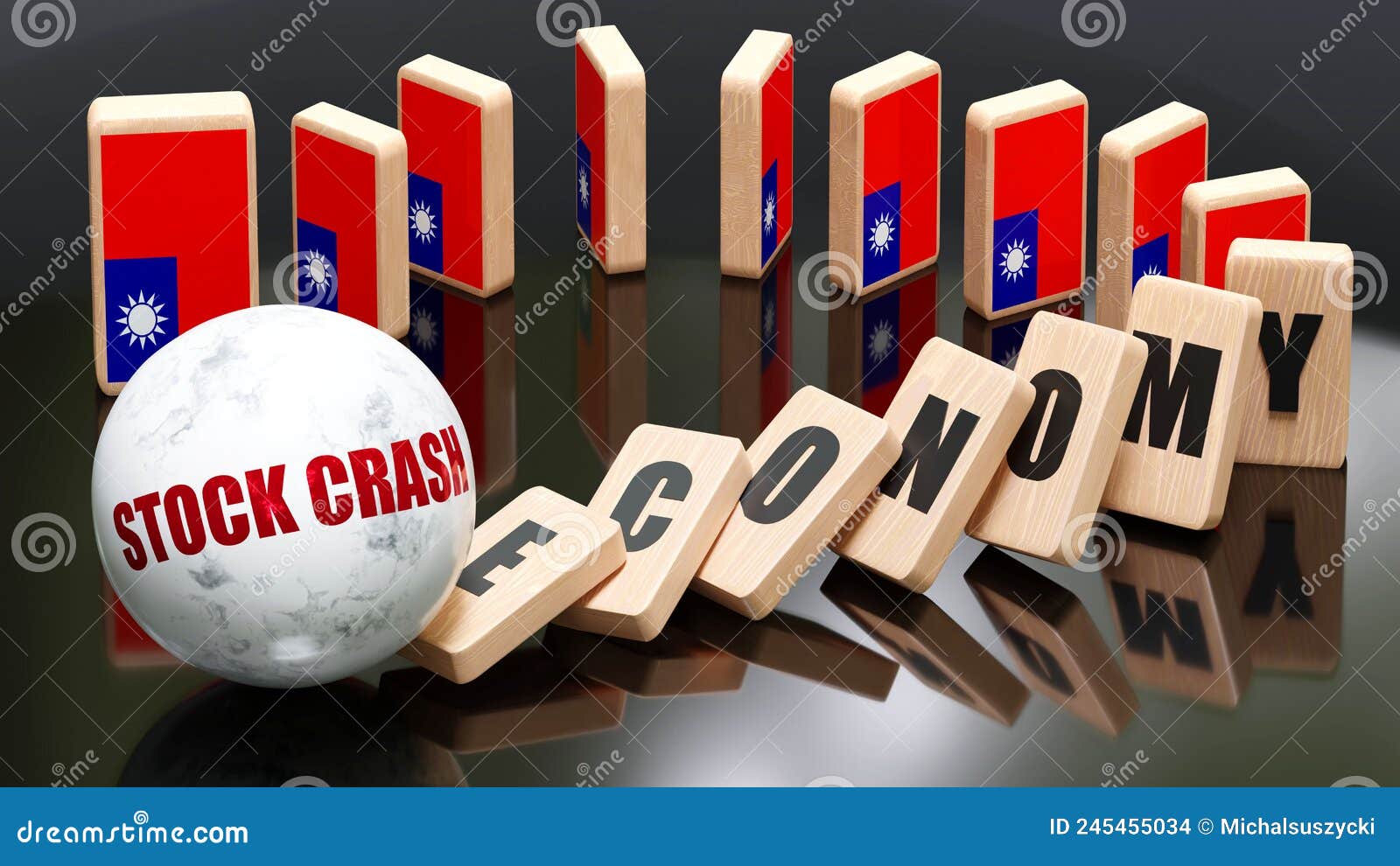 Taiwan And Stock Crash Economy And Domino Effect Chain Reaction In