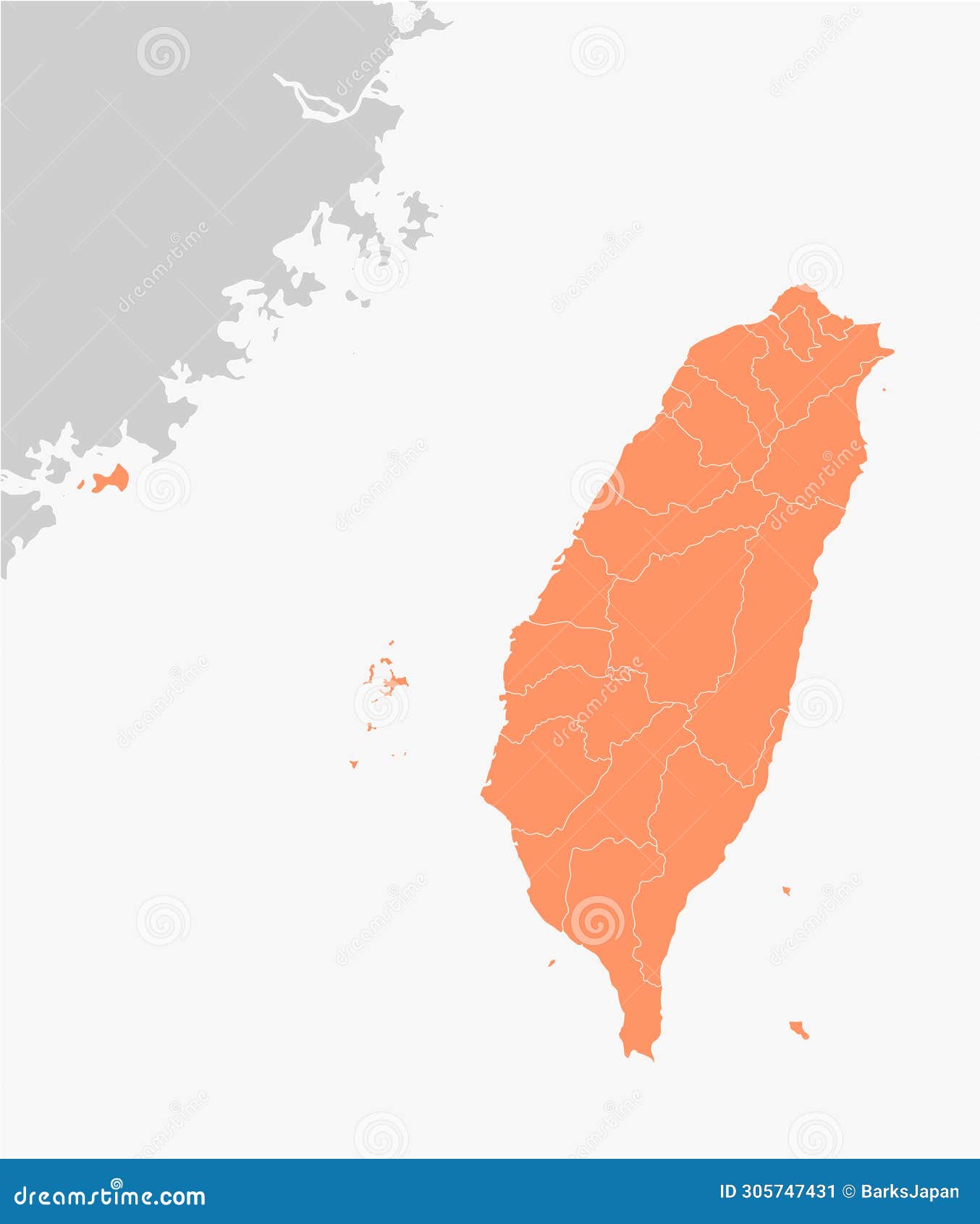 Taiwan and Taiwan Strait Map Illustration Stock Vector - Illustration ...