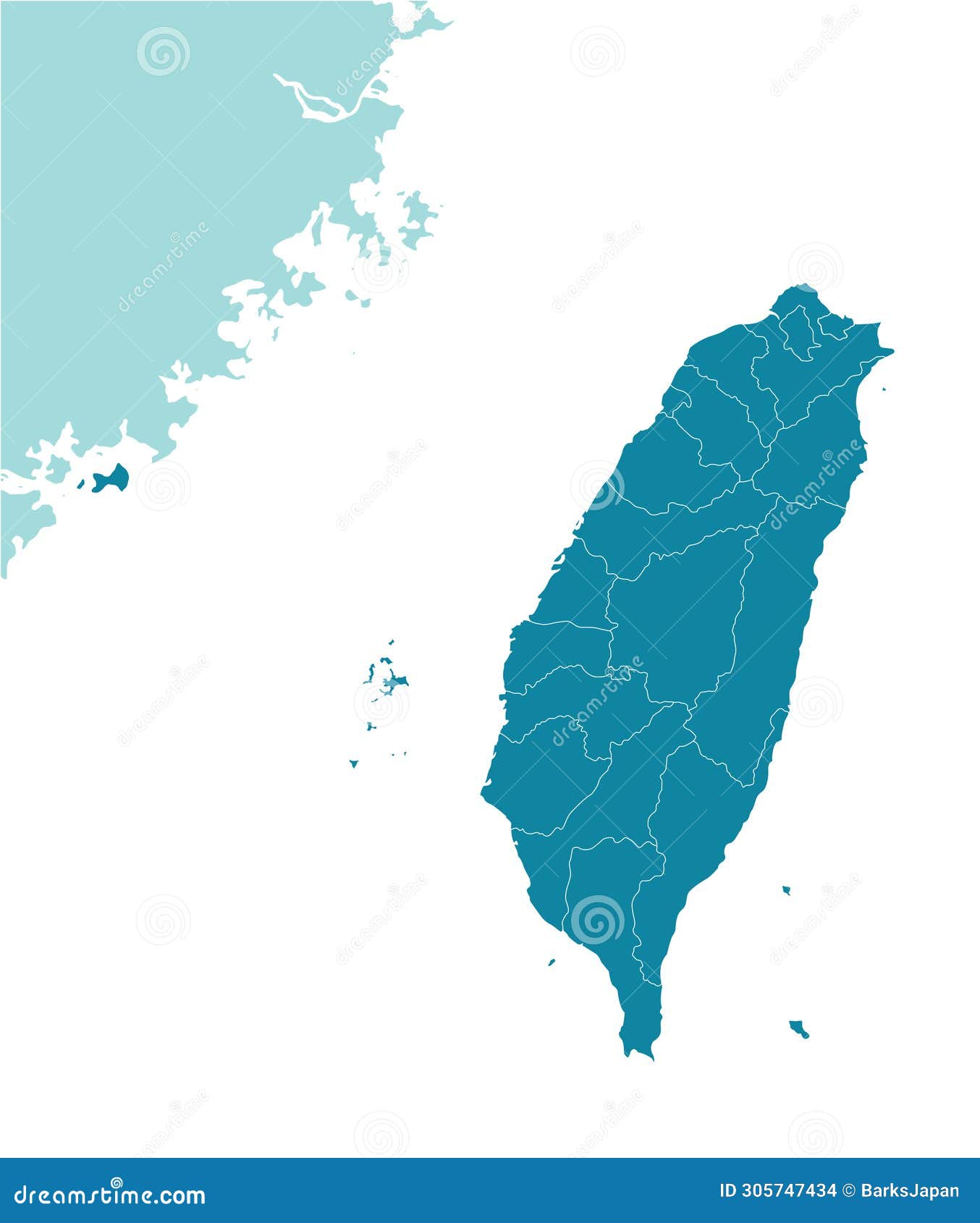 Taiwan and Taiwan Strait Map Illustration Stock Vector - Illustration ...