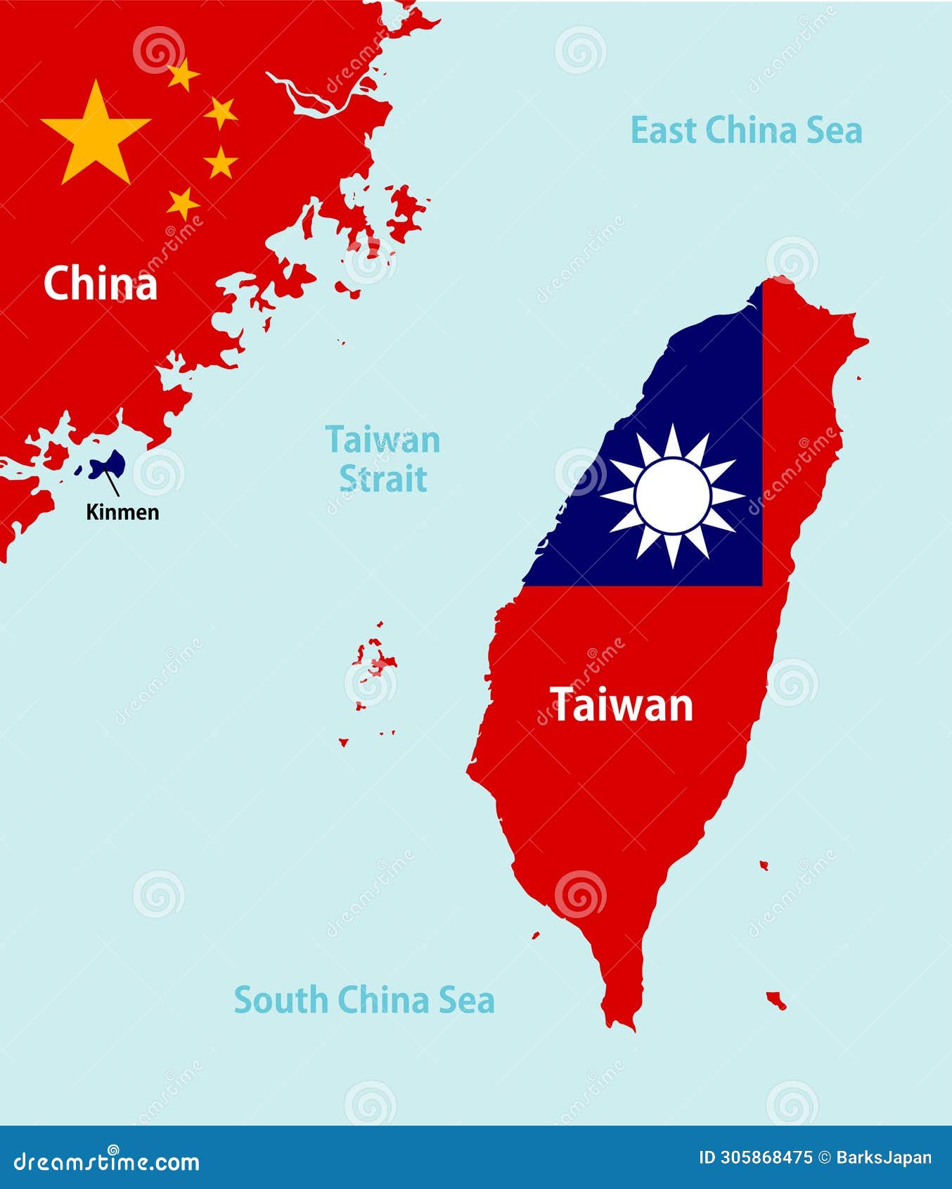 Taiwan and Taiwan Strait Map Illustration Stock Illustration ...