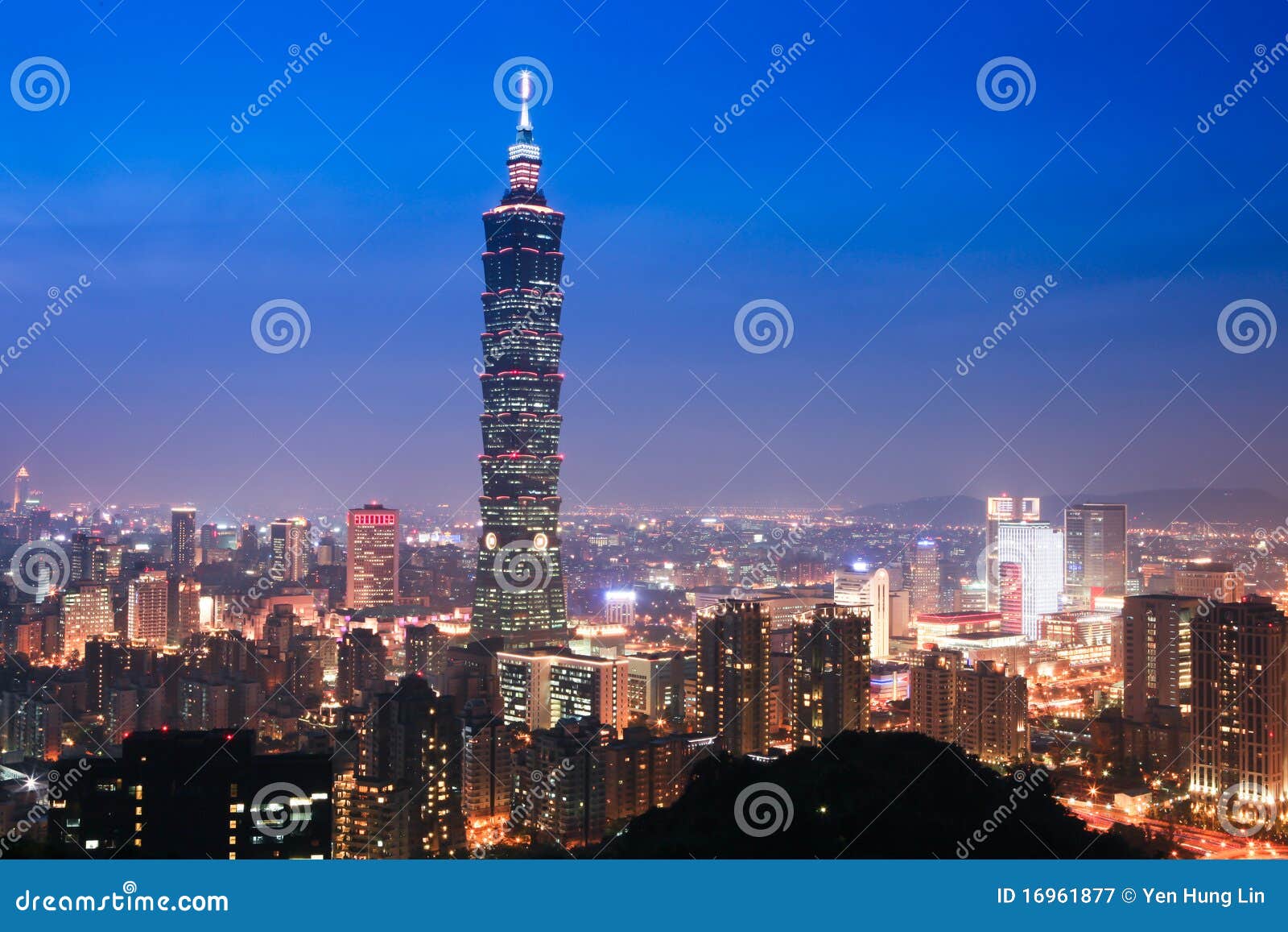 Night Scene Of The Civic Center And Civic Center Towers Along Five ...