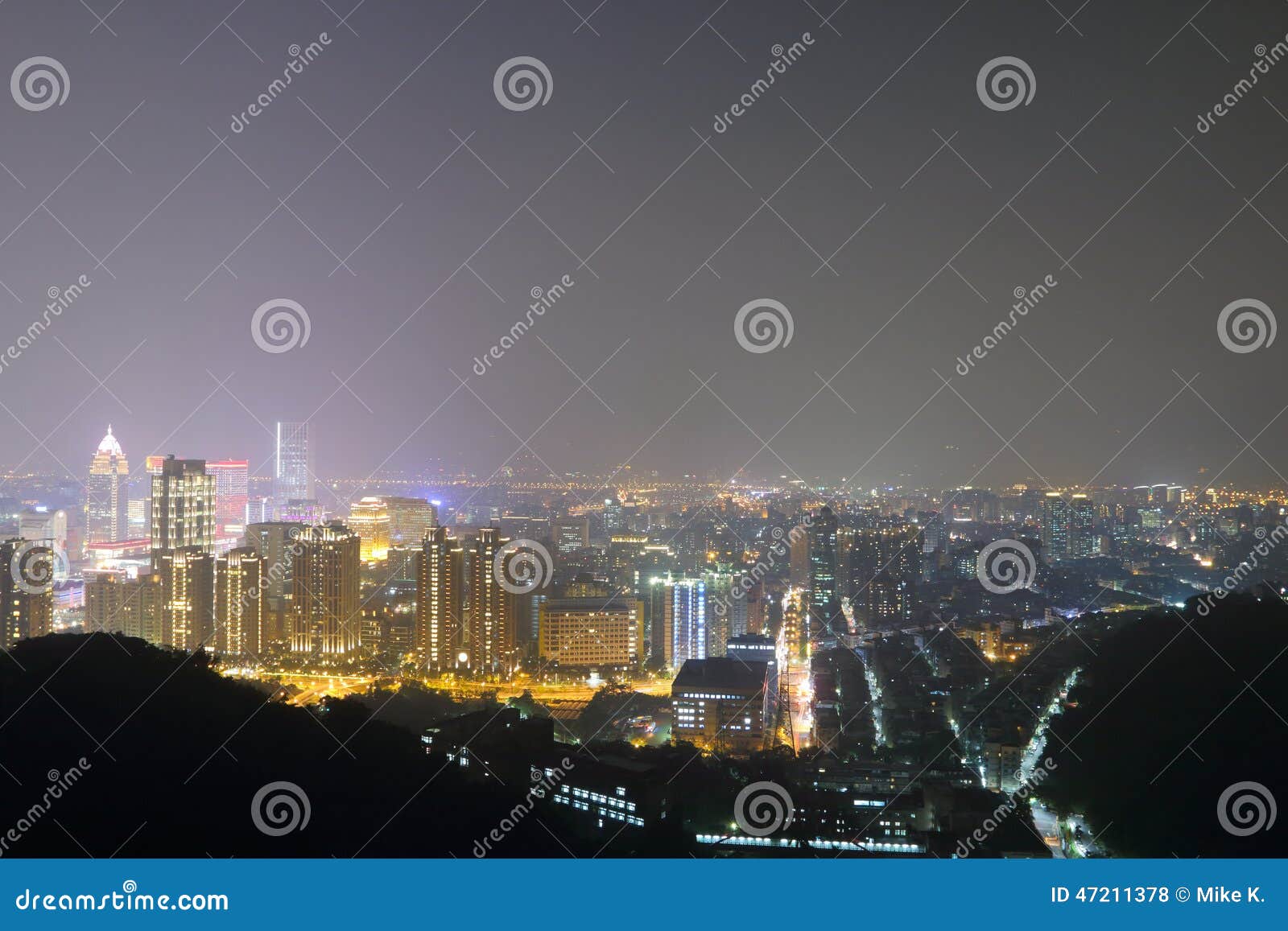 Taiwan : Taipei at Night stock photo. Image of downtown - 47211378