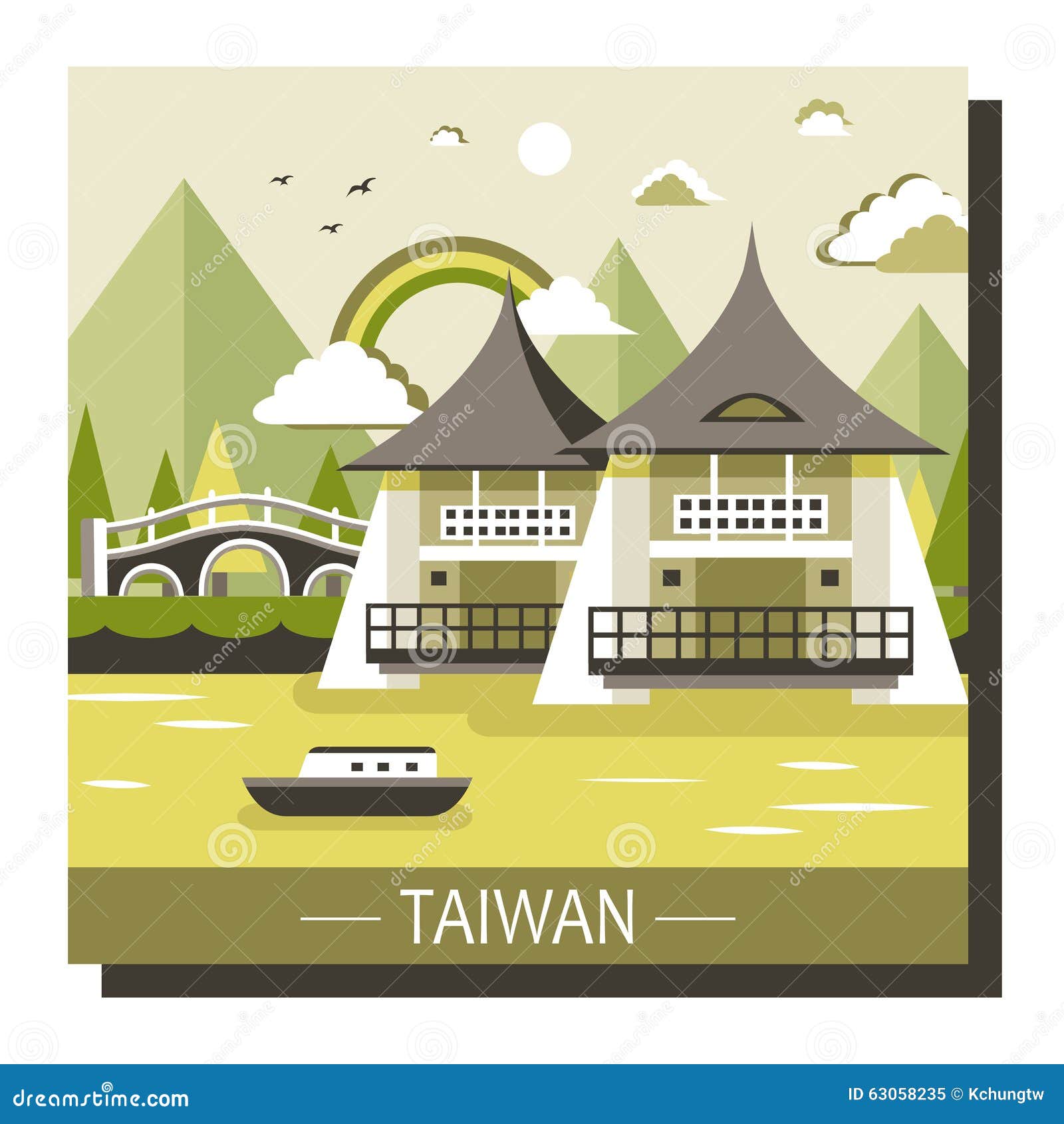 Taiwan travel attractions stock vector. Illustration of city - 63058235