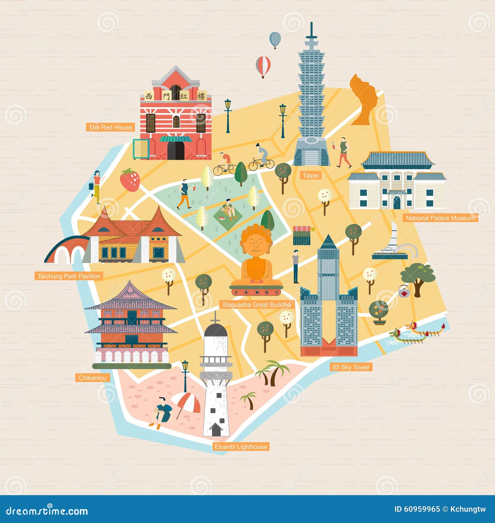 Taiwan travel concept stock vector. Illustration of introduce - 60959965