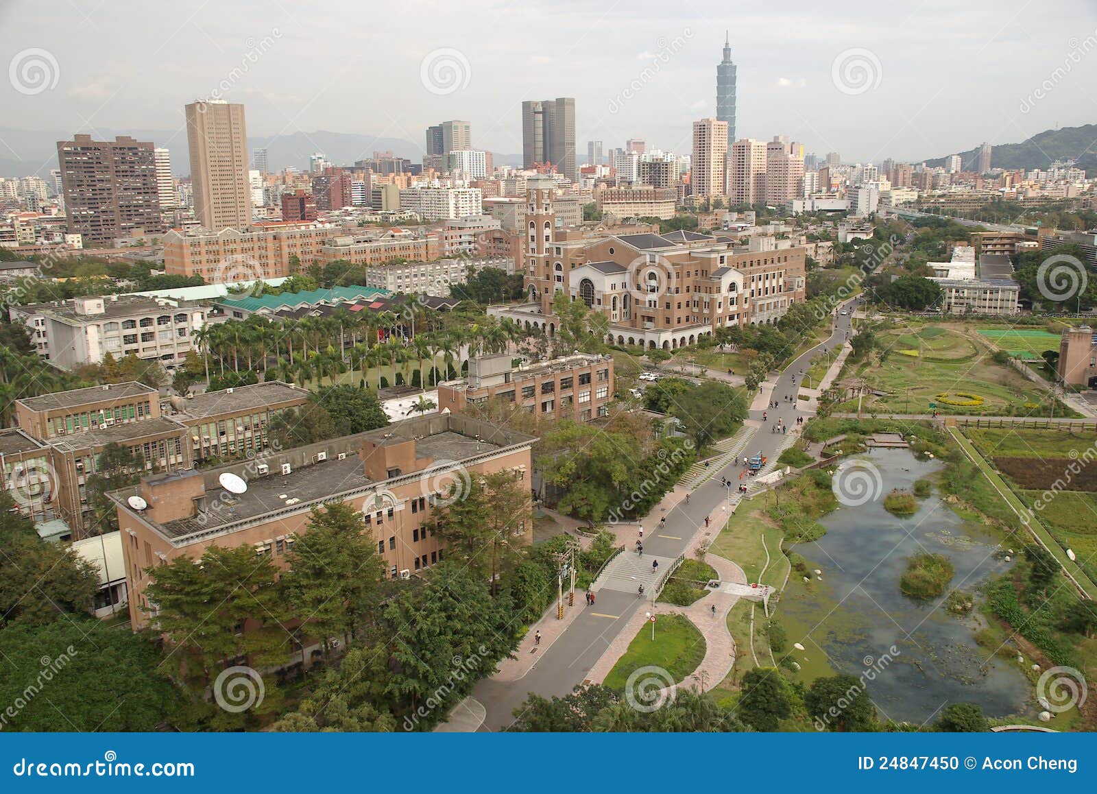 Taiwan University Campus View Stock Photo - Image of view, pond: 24847450