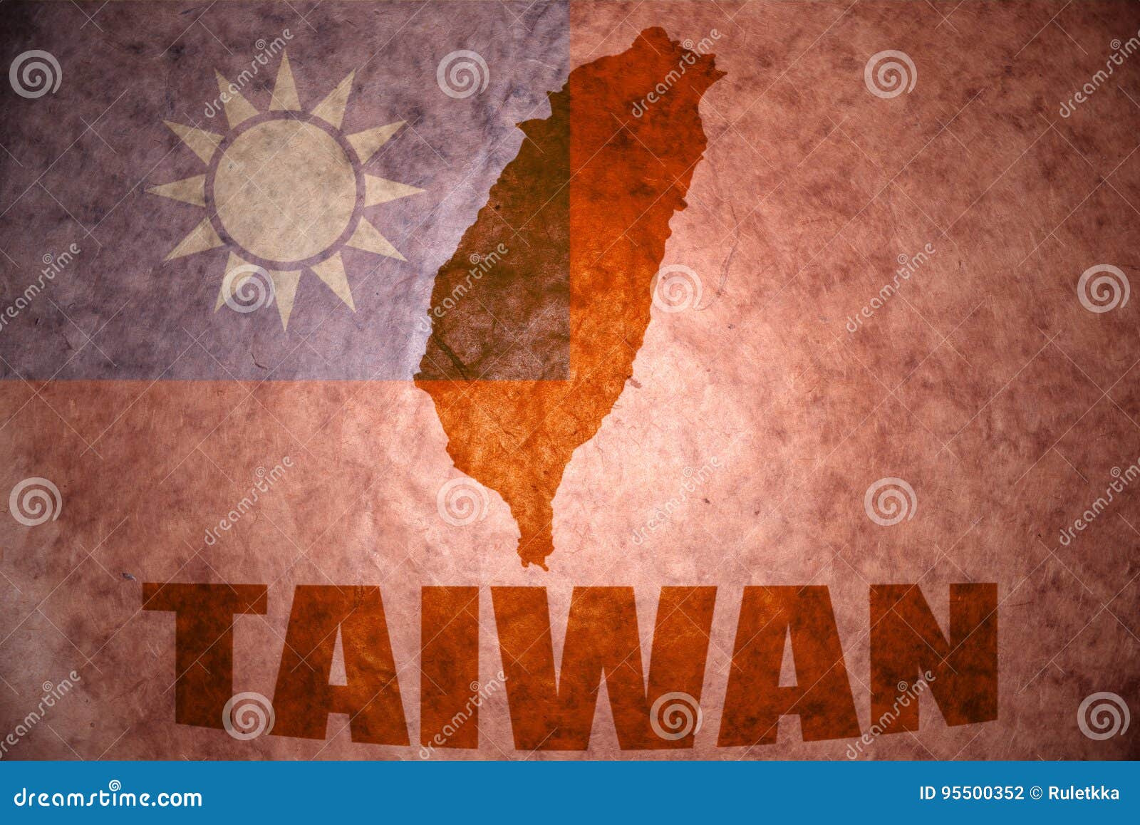 Taiwan vintage map stock photo. Image of flag, geography - 95500352