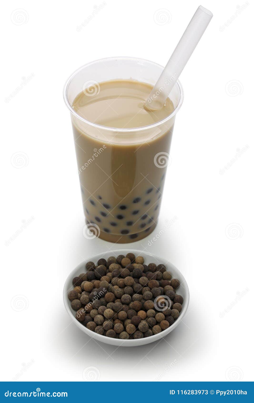 Taiwanese Bubble Tea And Black Tapioka Balls Stock Image ...