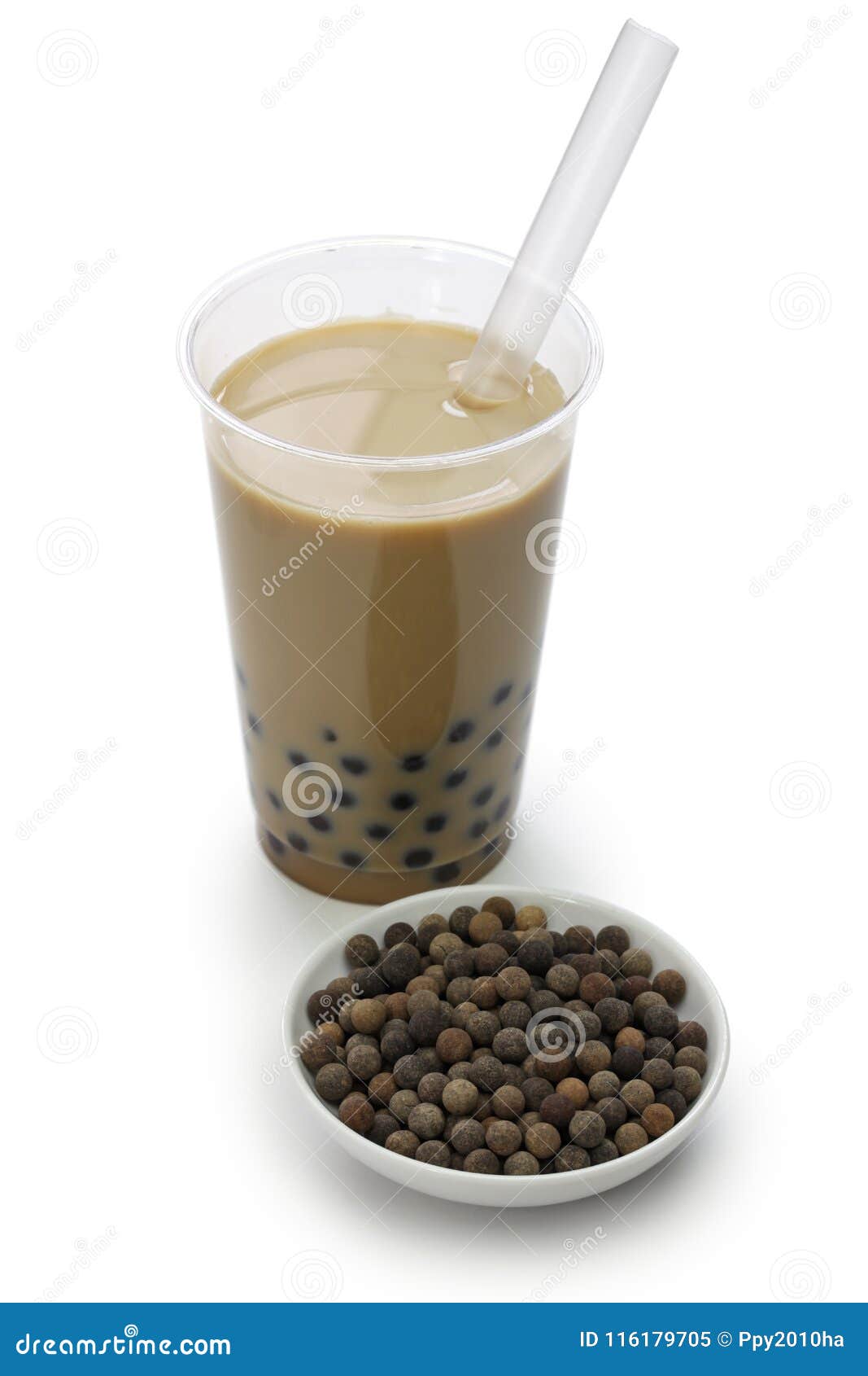 Taiwanese Bubble Tea And Black Tapioka Balls Stock Image ...