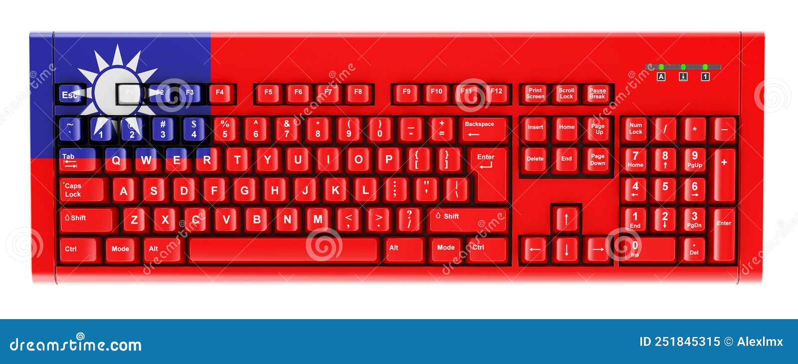 Taiwanese Flag Painted on Computer Keyboard. 3D Rendering Stock ...