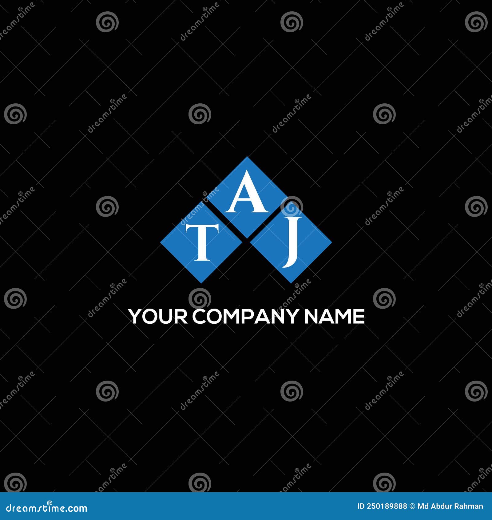 TAJ Letter Logo Design on BLACK Background. TAJ Creative Initials ...