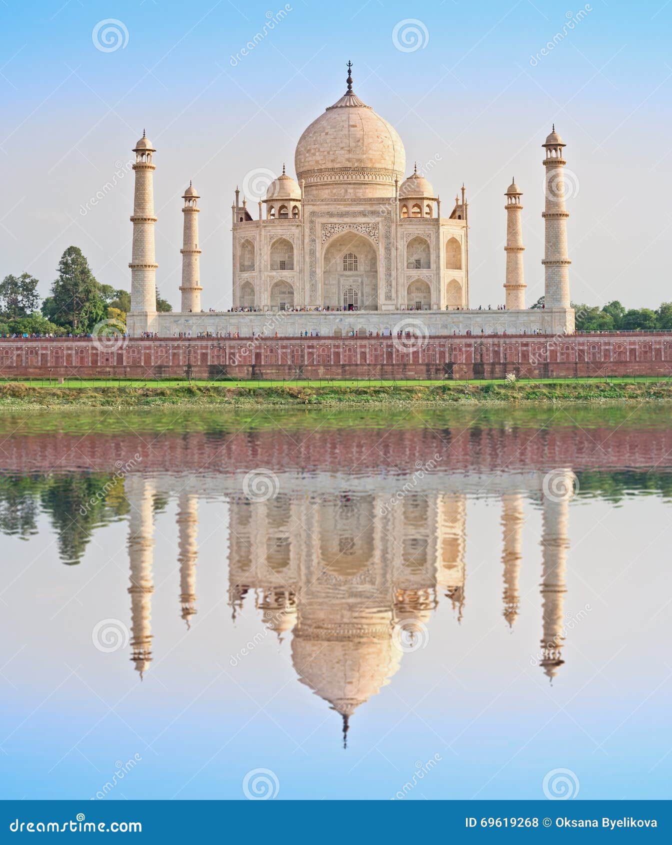 Taj Maha with Reflection in Water. India Stock Photo - Image of marble ...