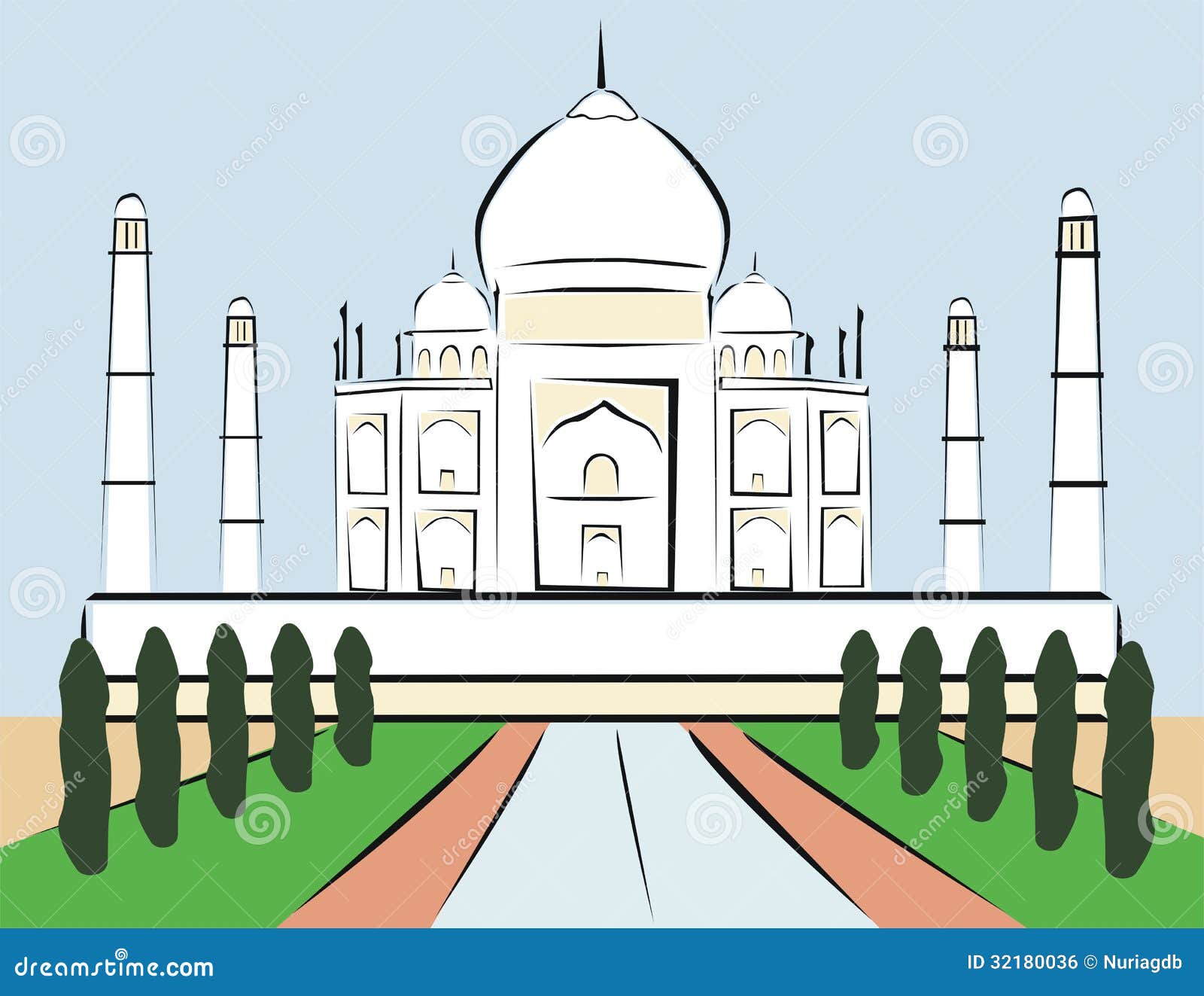 Taj mahal ilustração do vetor. Ilustração de desenho - 32180036