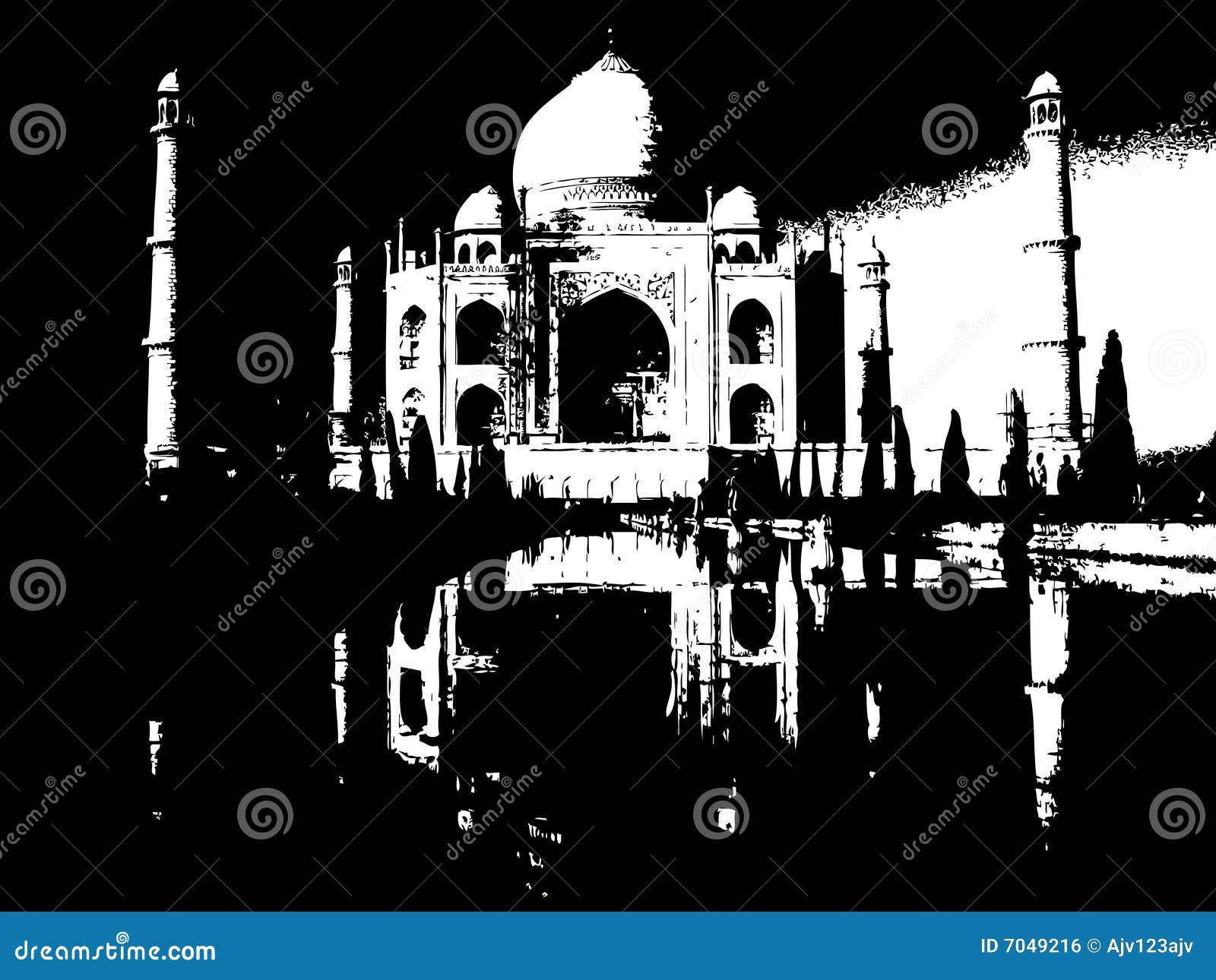 Taj Mahal stock vector. Illustration of historic, stone - 7049216