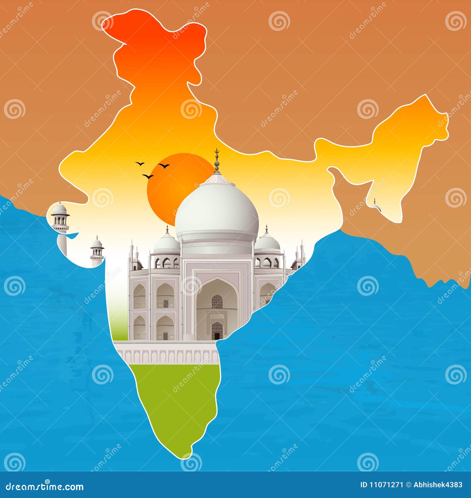 Taj Mahal, Agra, Uttar Pradesh, India: Landmark Vector Illustration ...