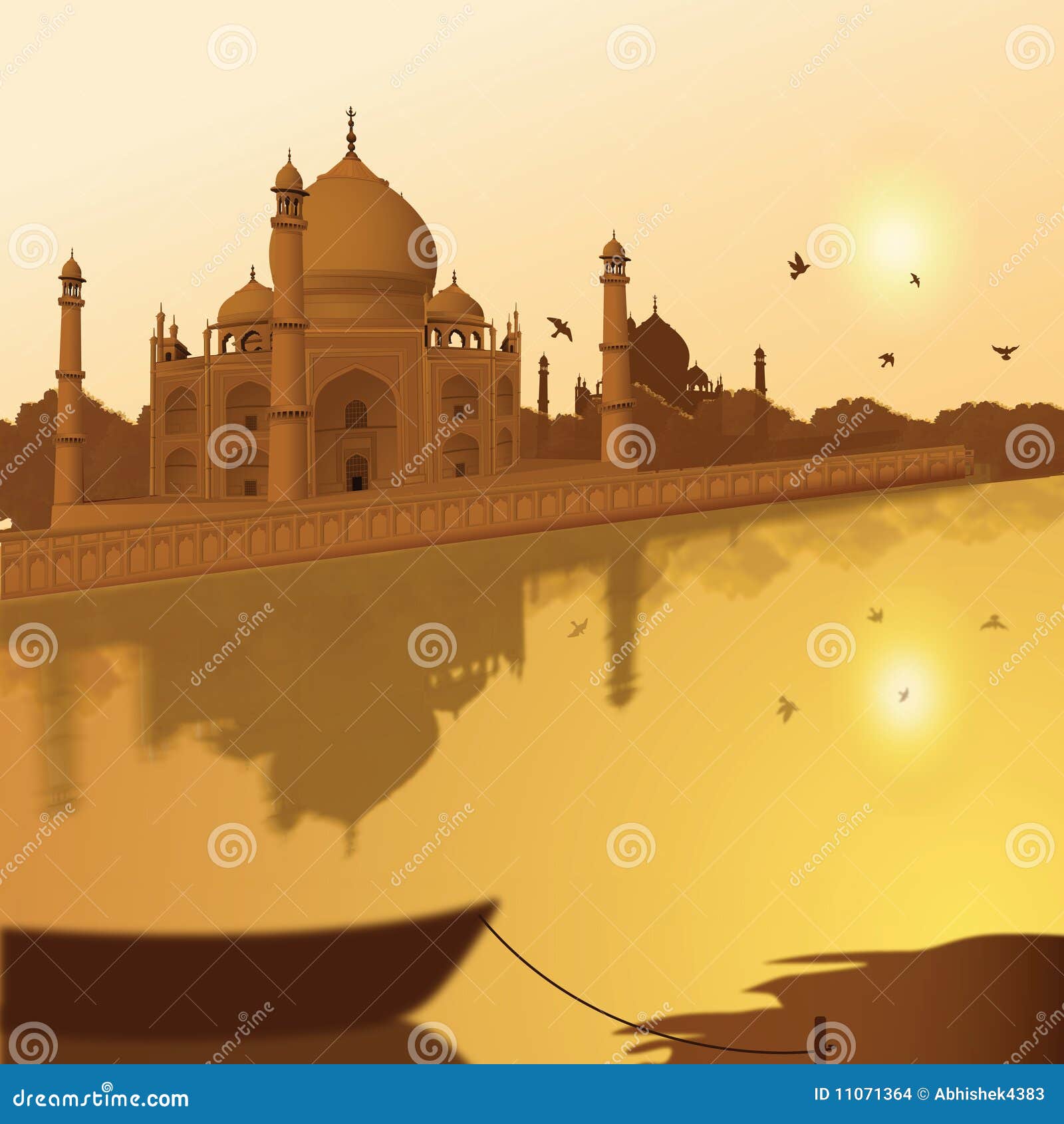 Taj Mahal, Agra, Uttar Pradesh, India: Landmark Vector Illustration ...