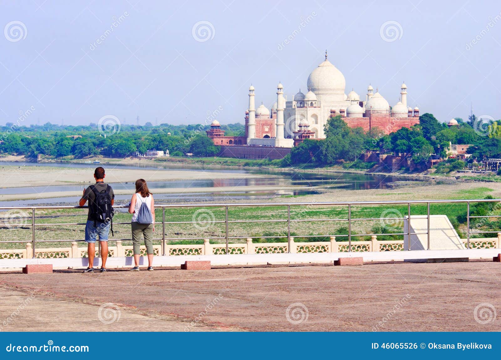 Agra View: Poor Houses And Taj Mahal, India Stock Photography ...
