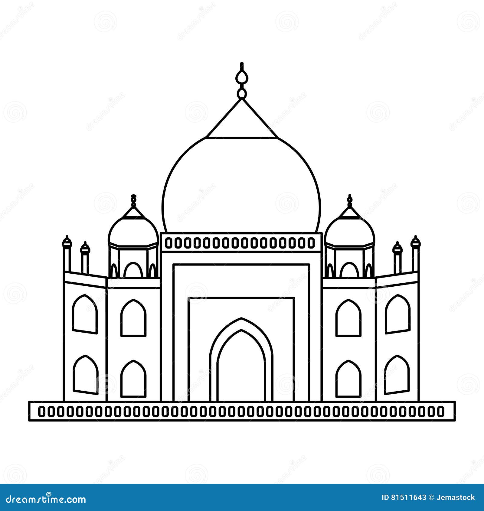 Taj mahal architecture stock vector. Illustration of famous - 81511643