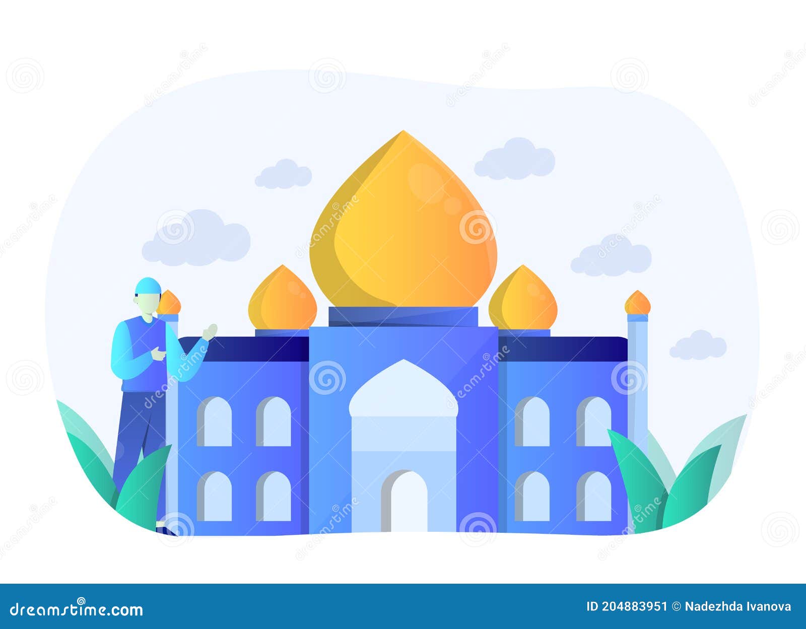 Taj Mahal Flat Design Vector Graphic. Stock Illustration - Illustration ...