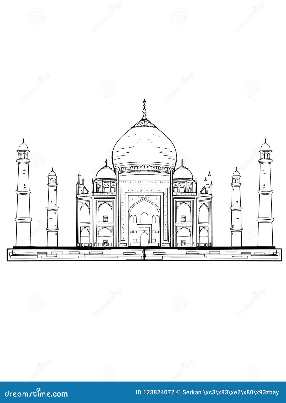 Taj Mahal Illustration In Line Art Style. | CartoonDealer.com #167137826