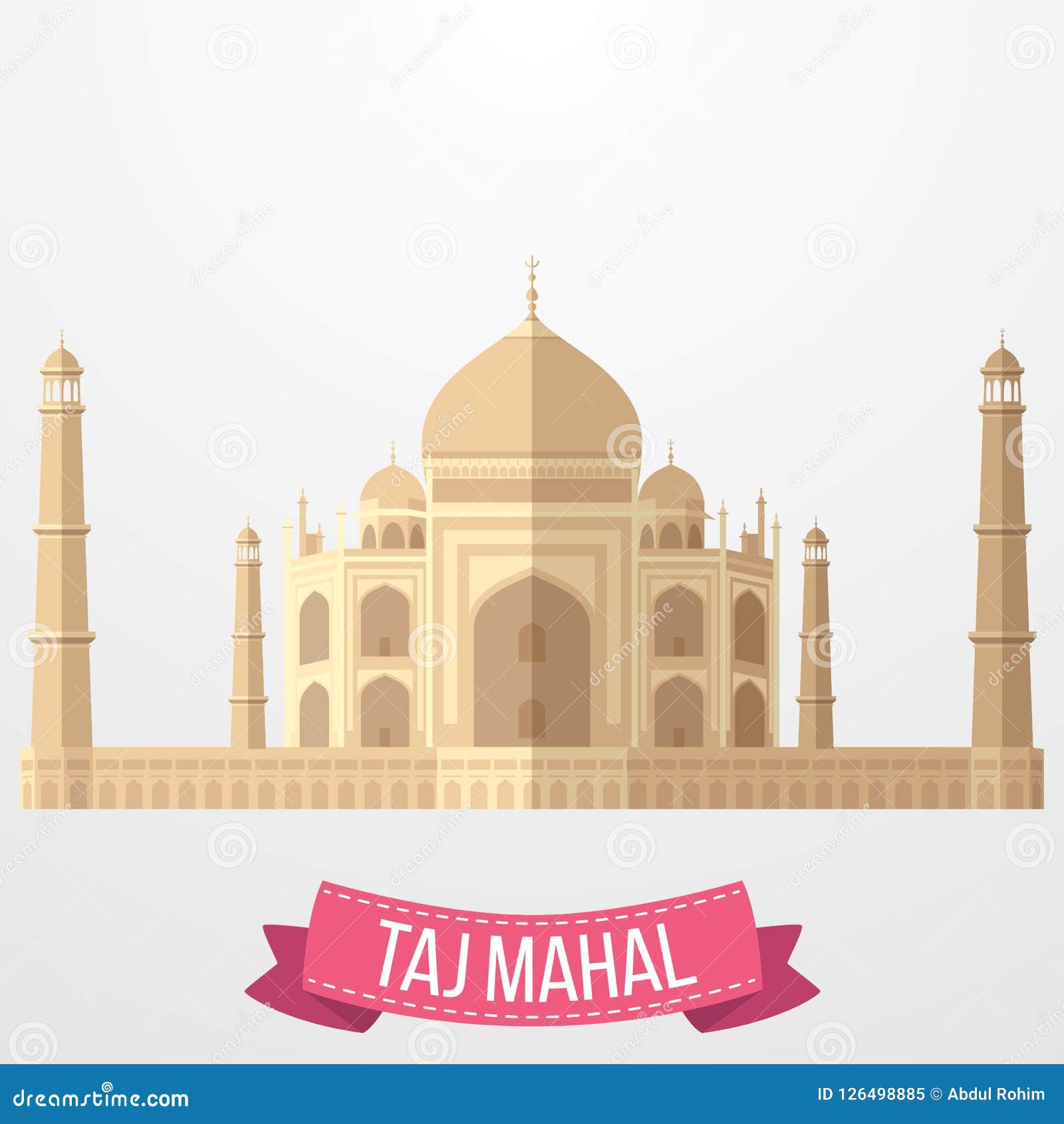Taj Mahal Indian Icon on White Background Stock Illustration ...