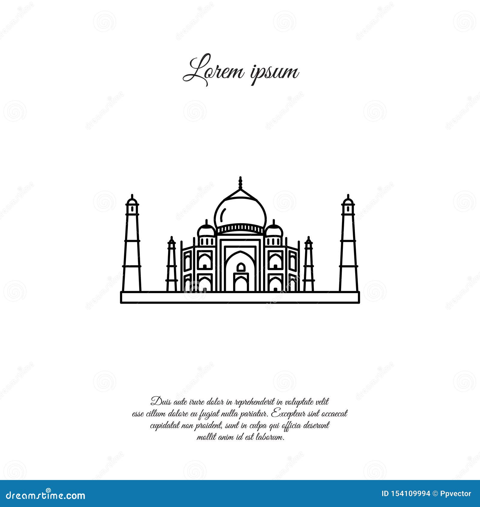 Taj Mahal line icon, sign stock illustration. Illustration of indian ...